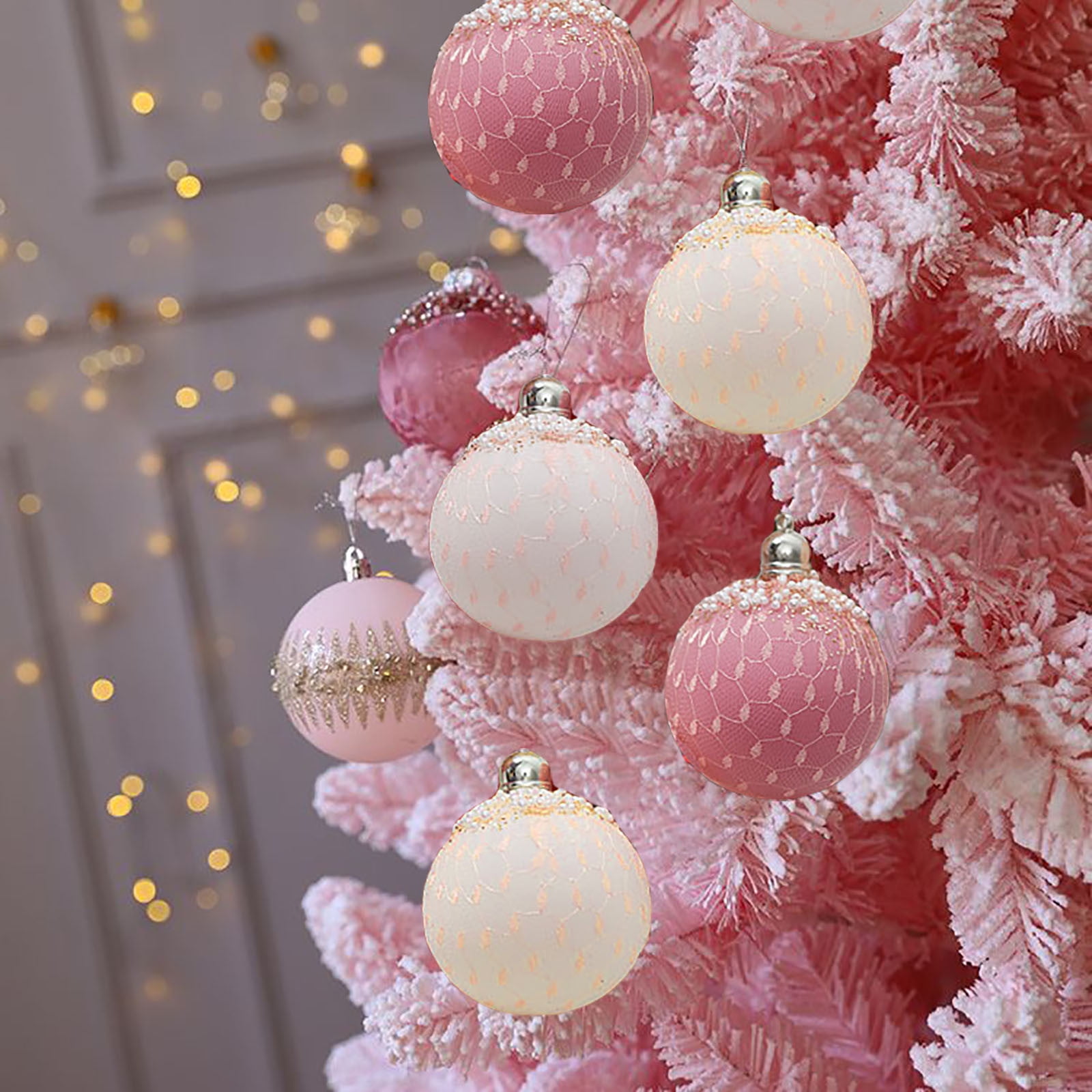 CasaChic 8cm PVC Gauze Rosy Plated Painted Christmas Hanging ...