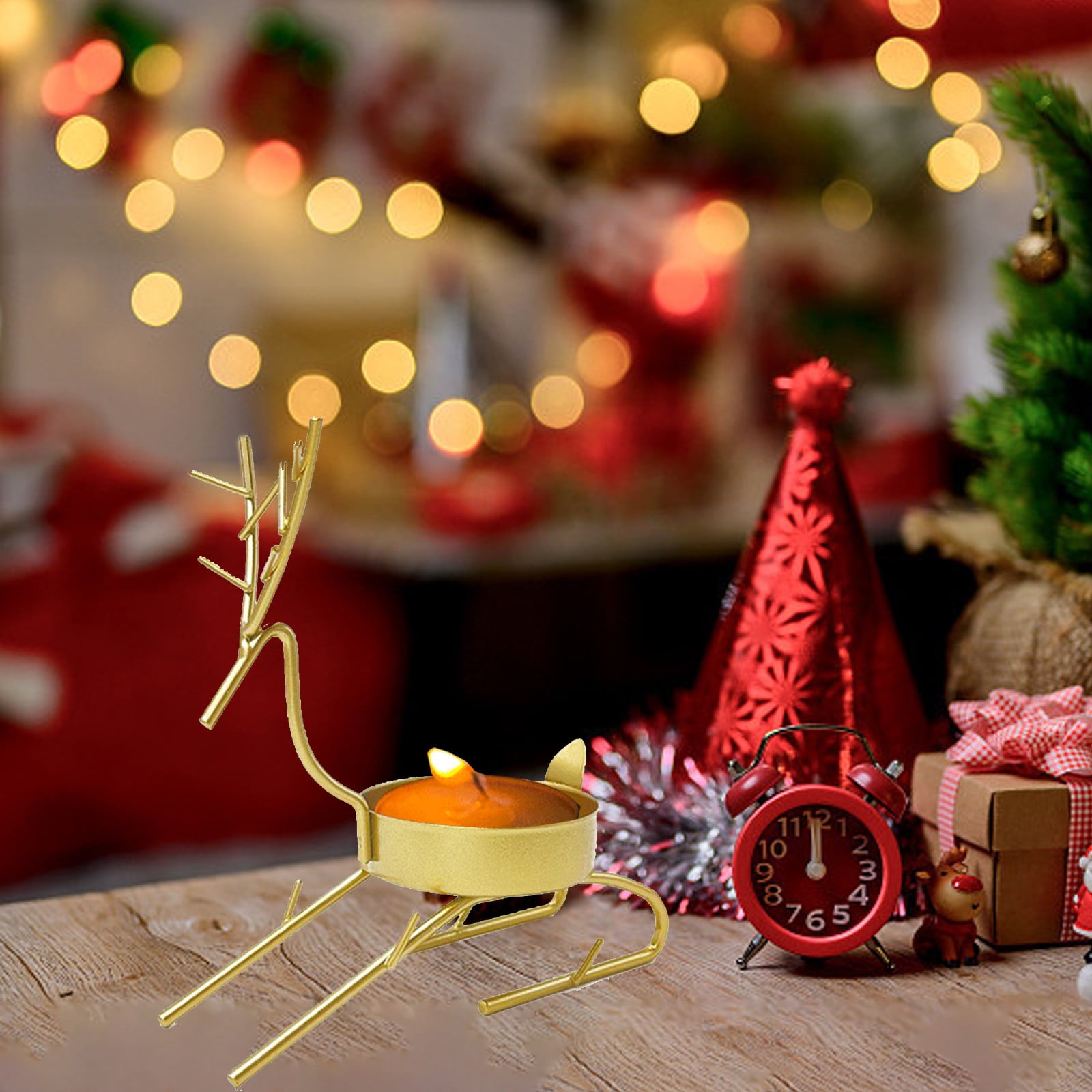 CasaChic Christmas Deer Shape Iron Candle Holders, Gold Small Holiday ...