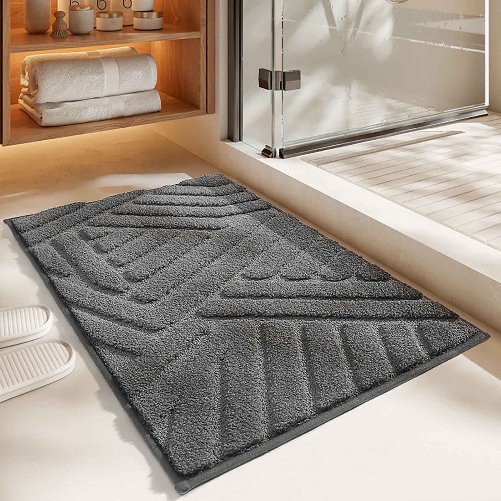 CasaChic Colorful Flocking Bathroom Floor Mat, Absorbent Quick Drying ...
