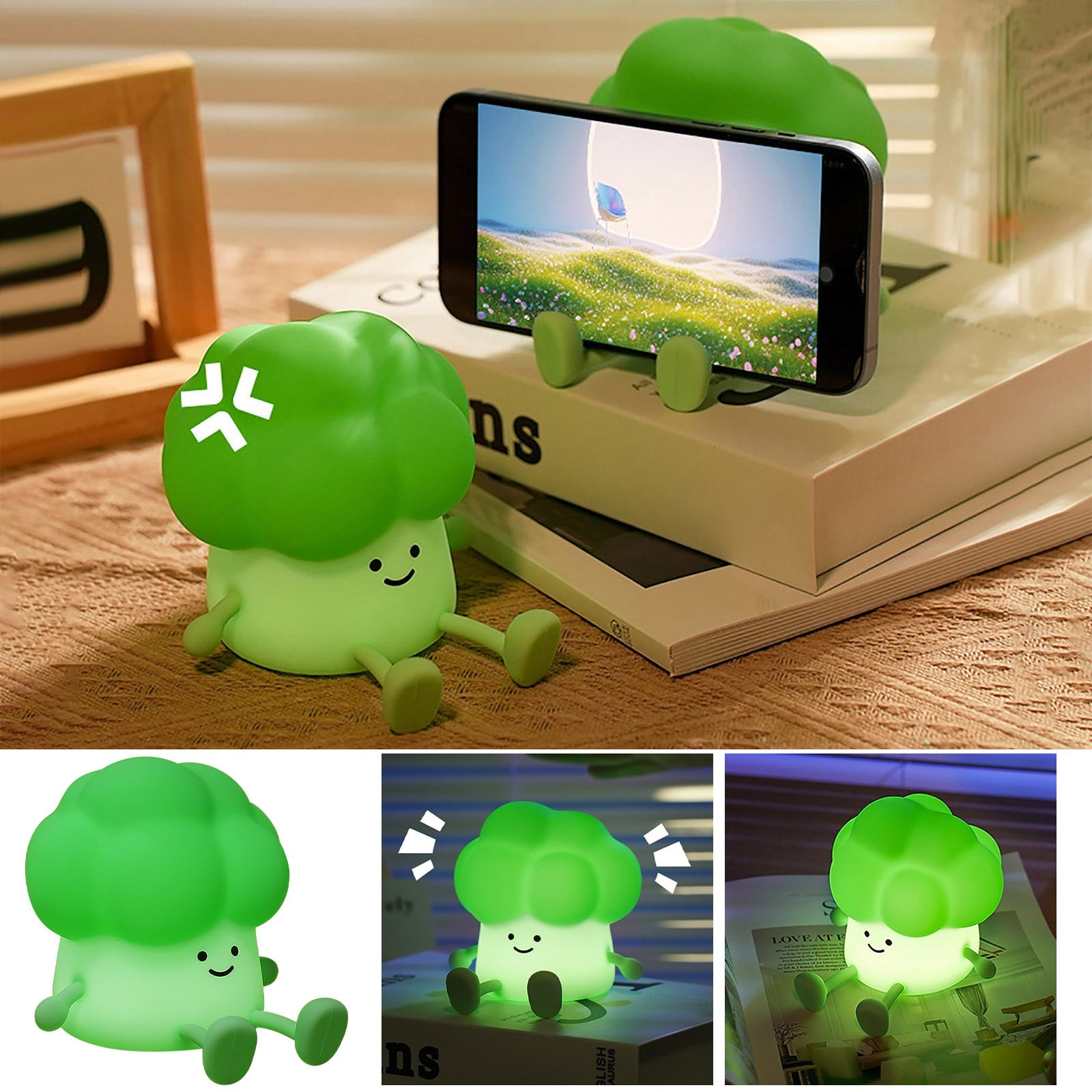 CasaChic Cute Leek Night Light – USB Rechargeable with 3 Brightness ...