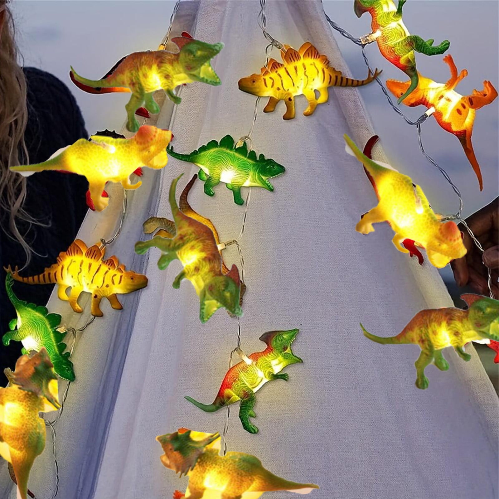 CasaChic Dinosaur LED Lights String, 59in Multicolor Plastic Modeling ...