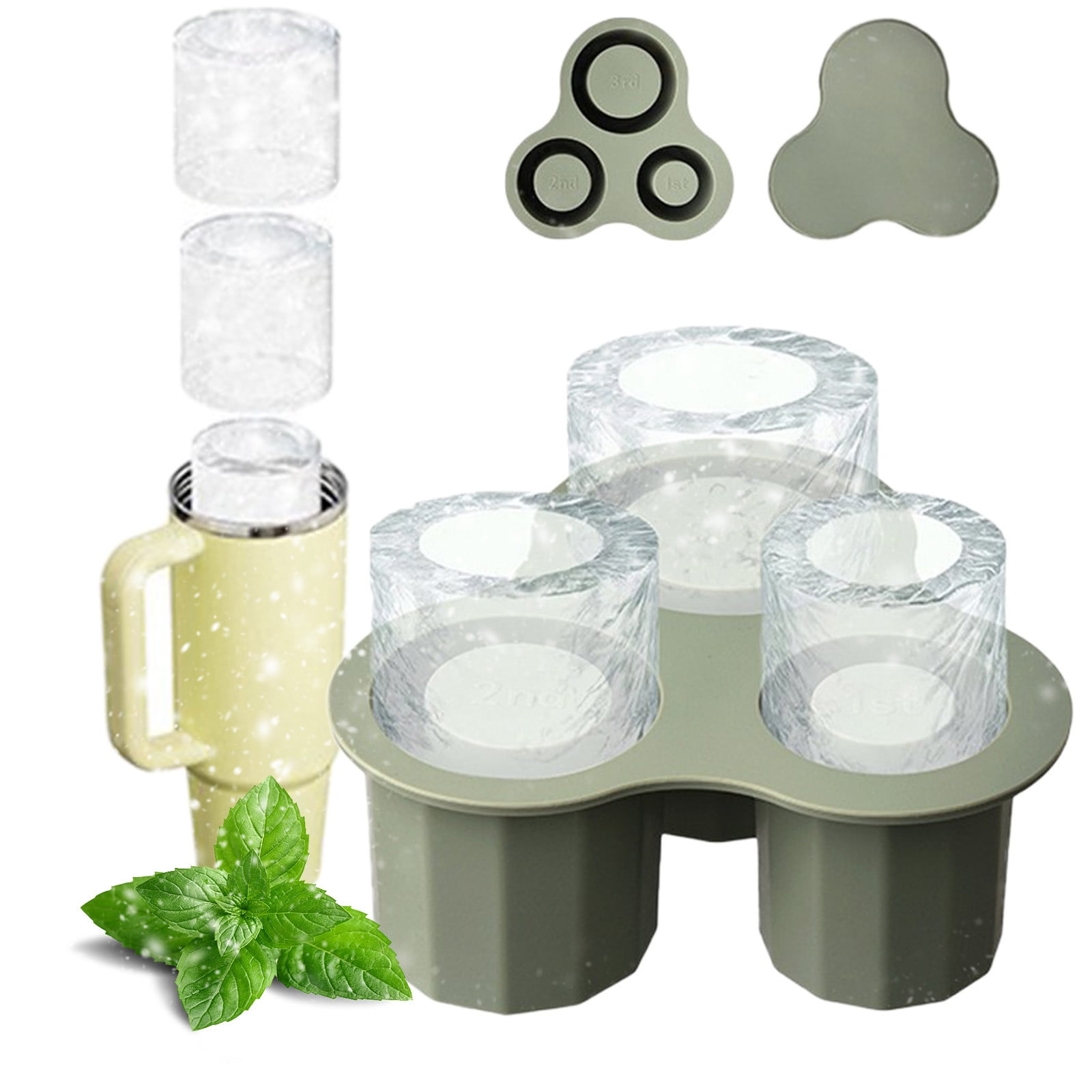 CasaChic Food Grade Silicone Special Ice Tray for Cups, 3-Hollow Cube ...