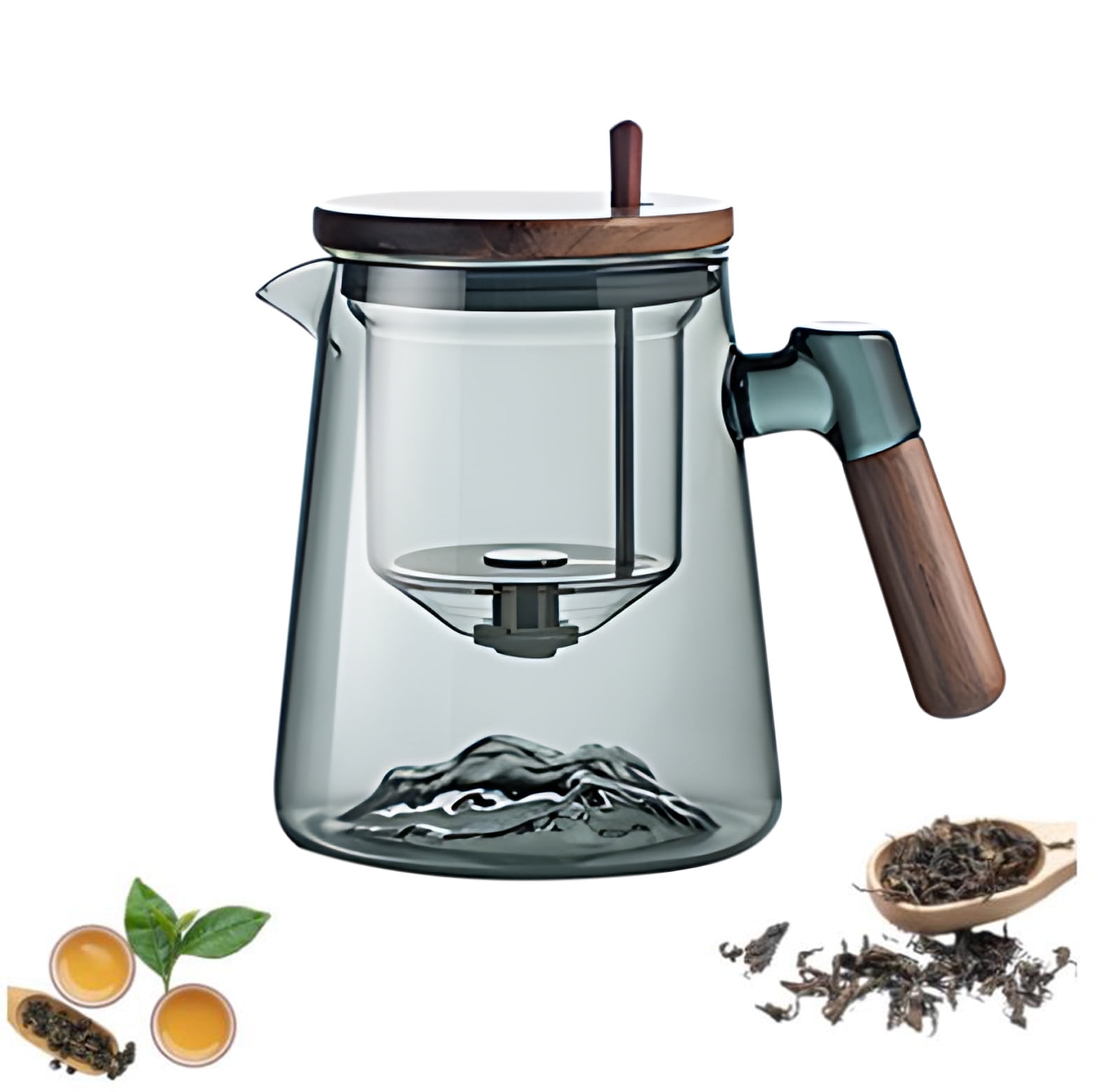 CasaChic High Borosilicate Glass Teapot with One-Button Press Liner ...