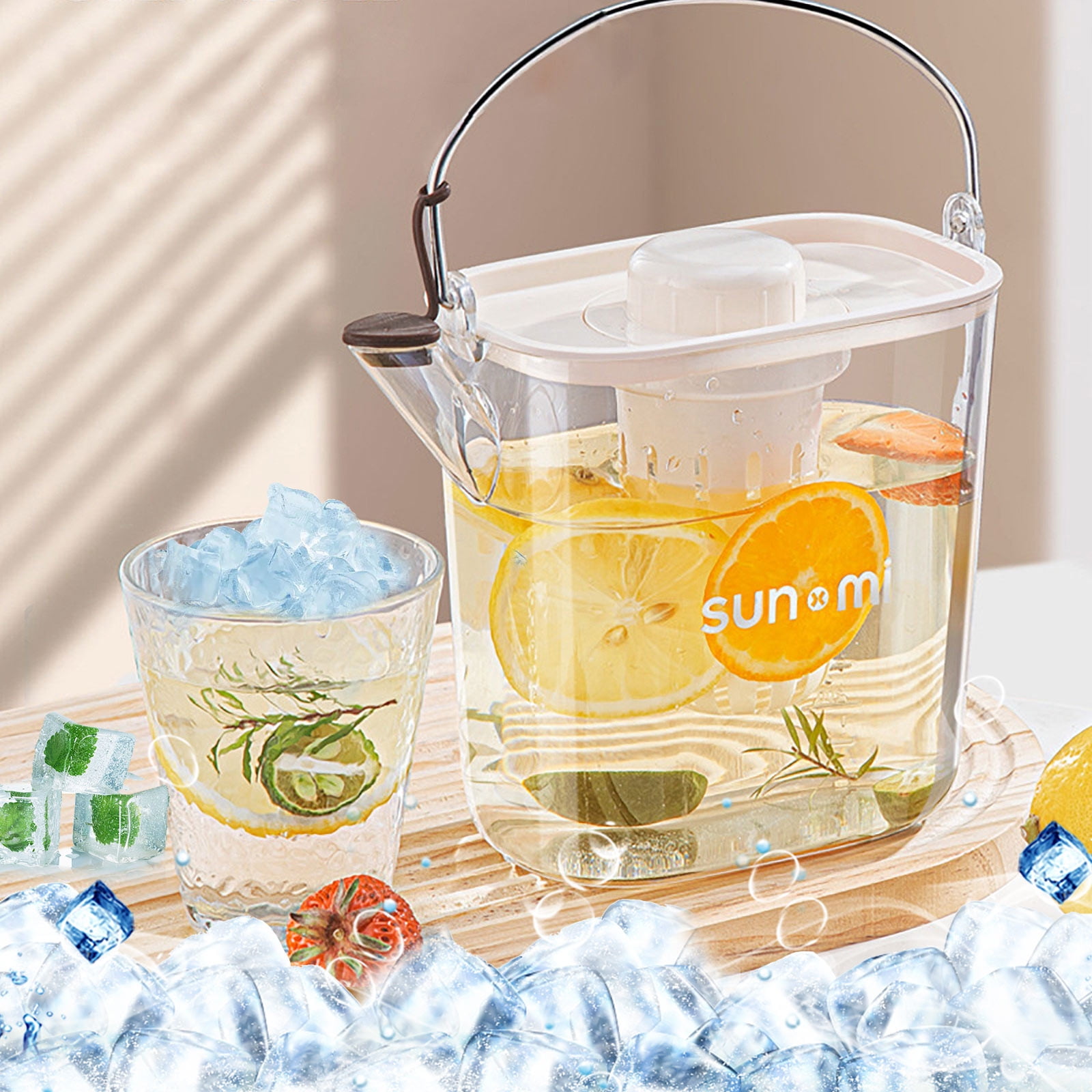 CasaChic High-Transparency Plastic Cold Water Kettle with Built-in Filter, 45° Anti-Splash Spout ...