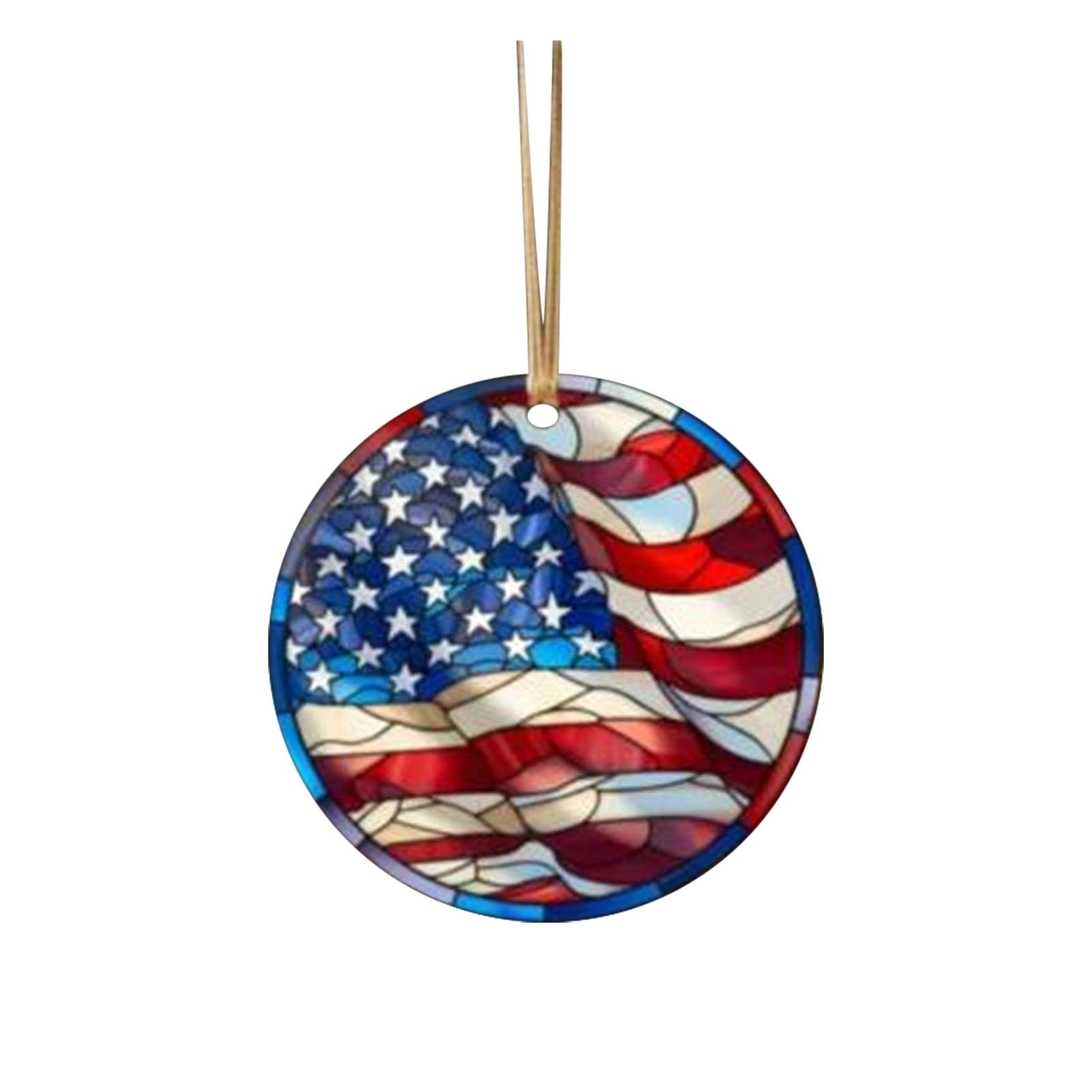 CasaChic Independence Day Round Hanging Plaque, Patriotic Flag Design ...