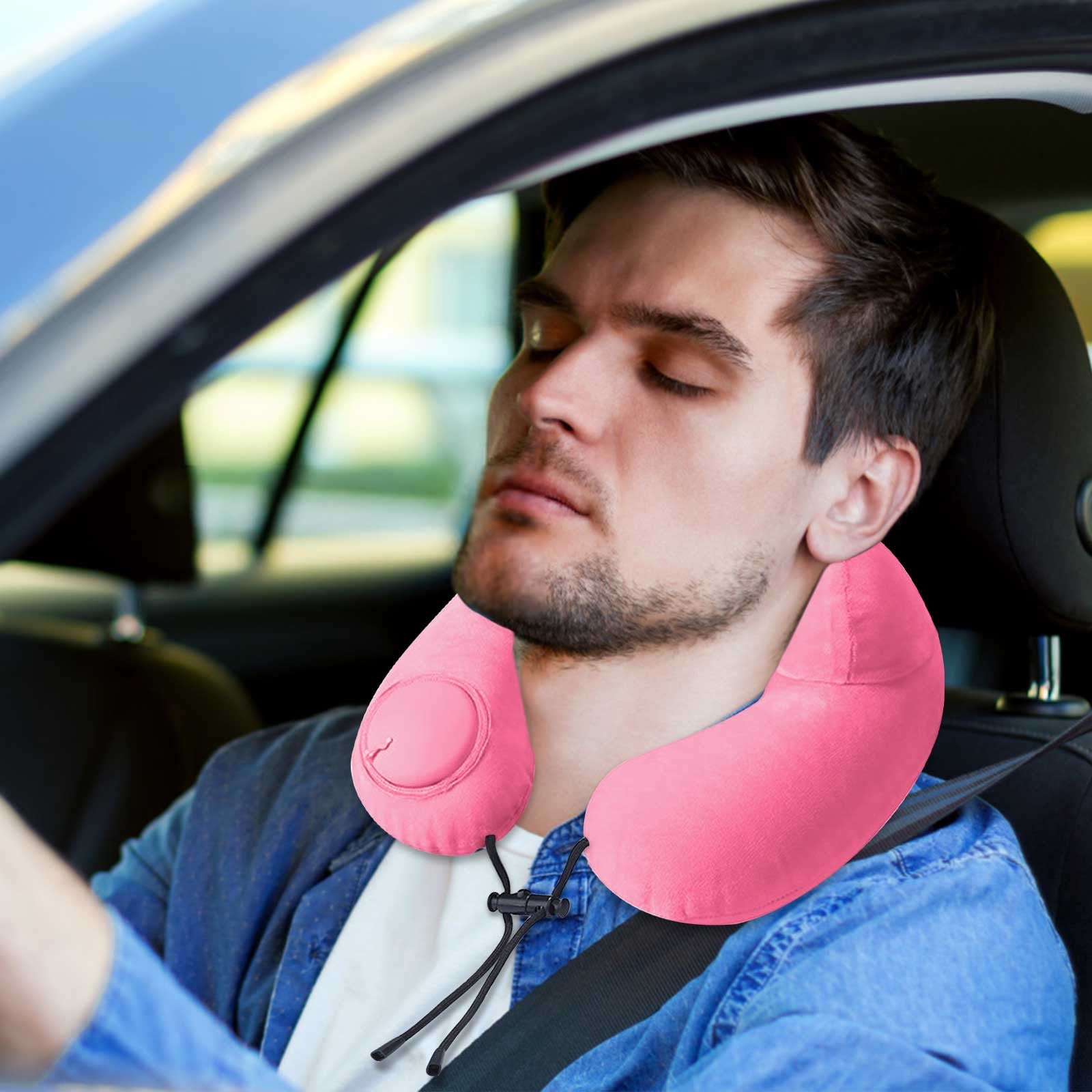 CasaChic Inflatable Neck Pillow, Double Hump Press-to-Inflate, Portable ...