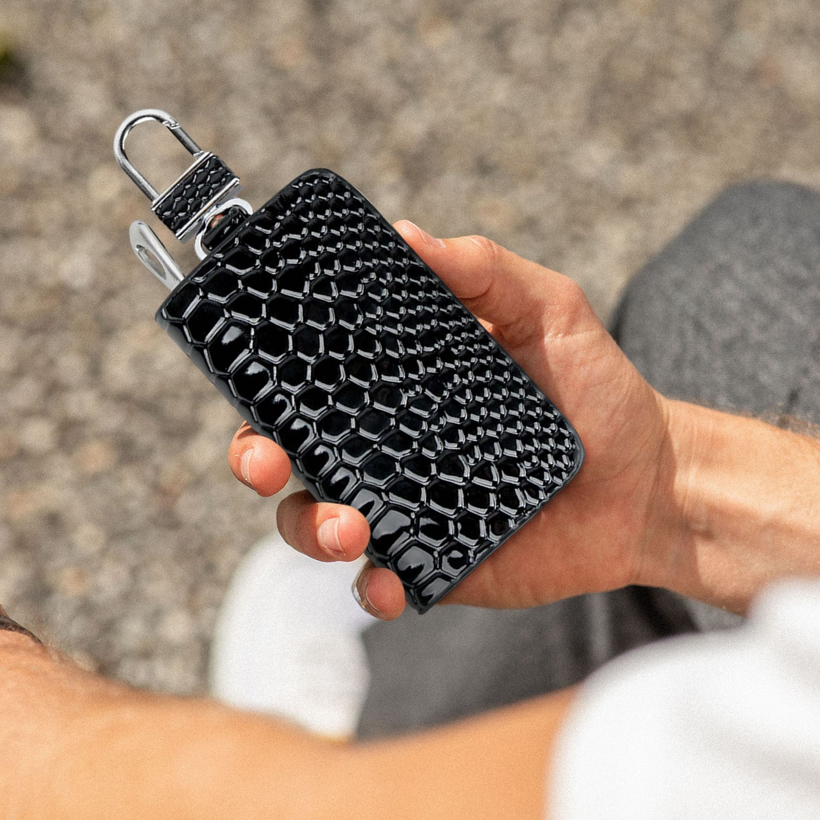 CasaChic Men's Leather Car Key Pouch, Zipper Mini Key Bag with Waist ...