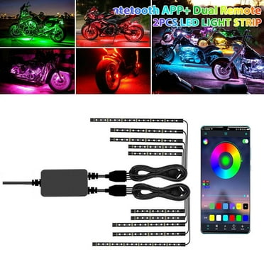 Moclever RGB Motorcycle LED Light Kit, Waterproof Flexible Strips ...
