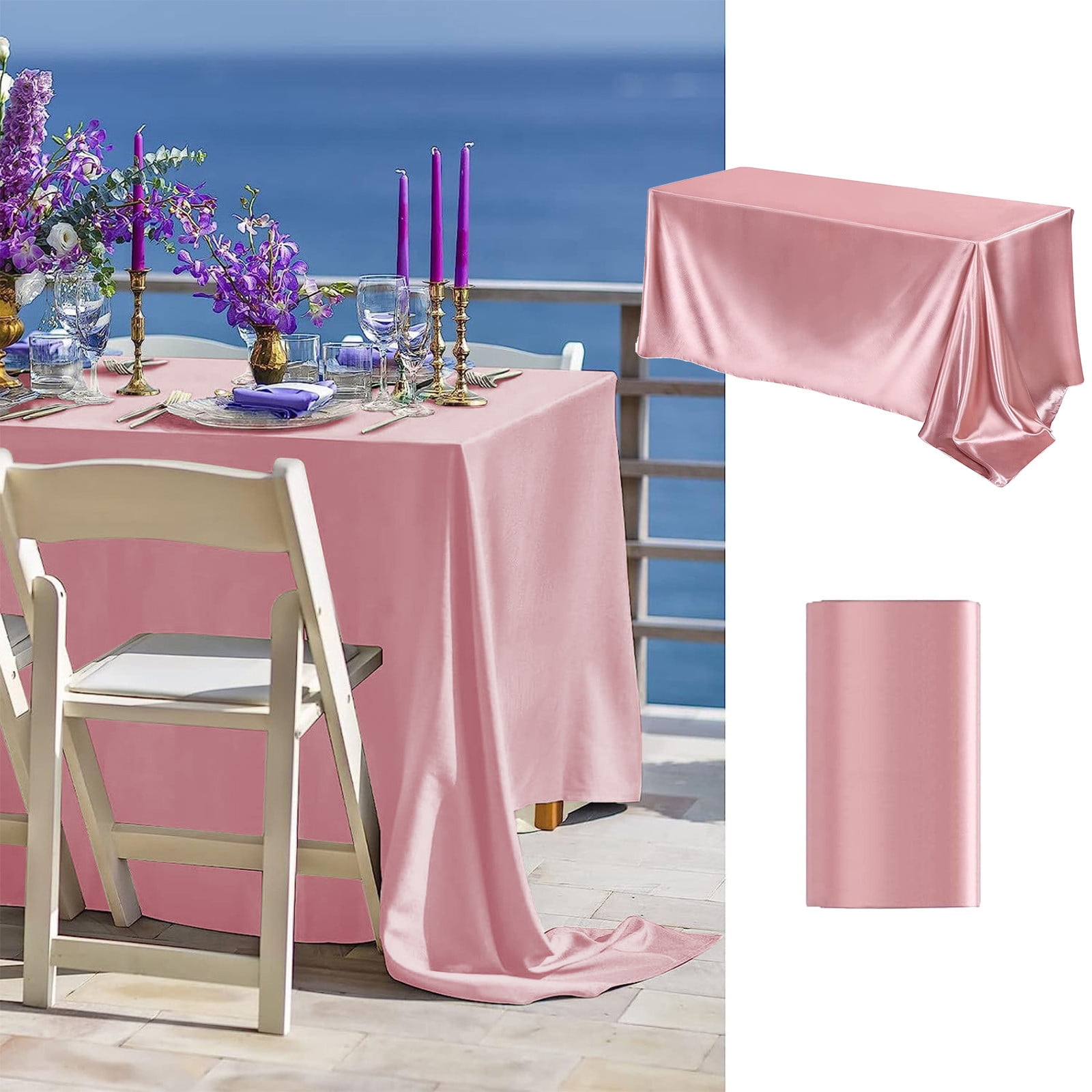 CasaChic Premium Polyester Cuttable Solid Color Glossy Satin Tablecloth ...