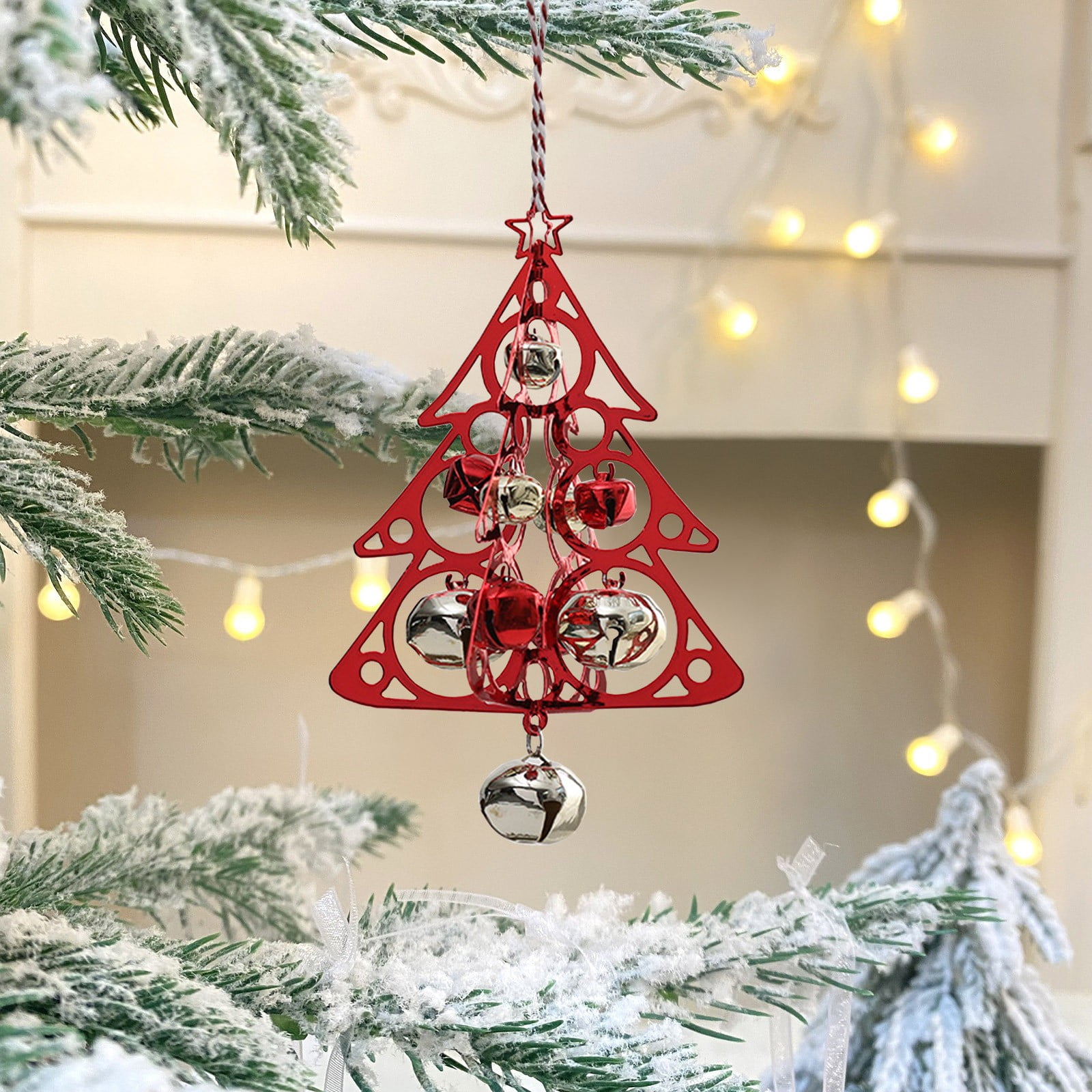 CasaChic Red Iron Christmas Tree Bells, 15x10x10cm Hanging Decorative ...