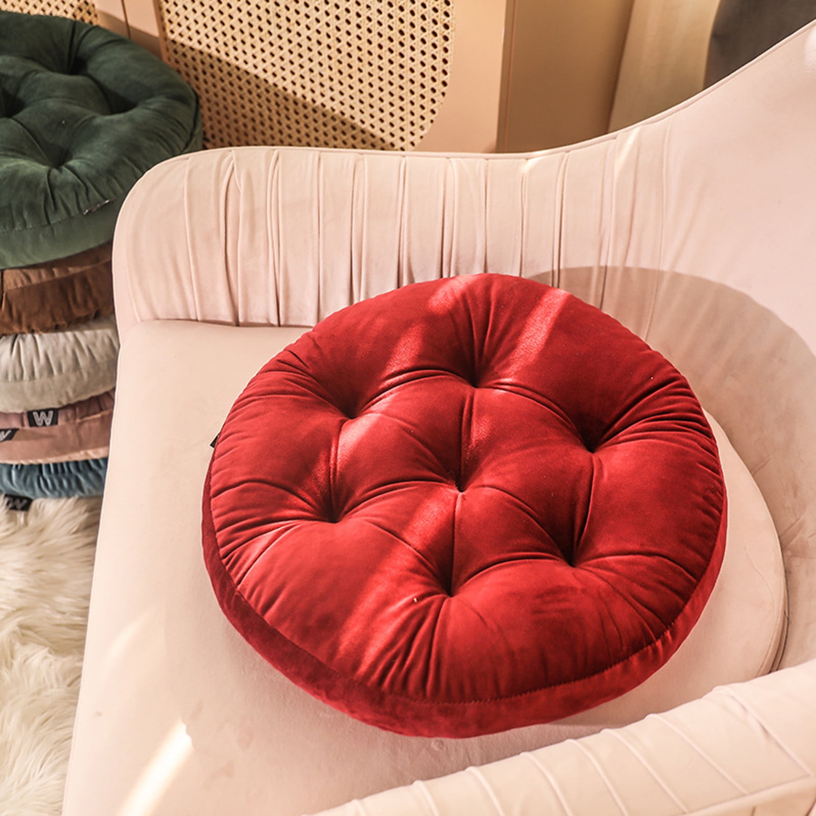CasaChic Round Flock Cushion - Extra Thick Ergonomic Pad with ...