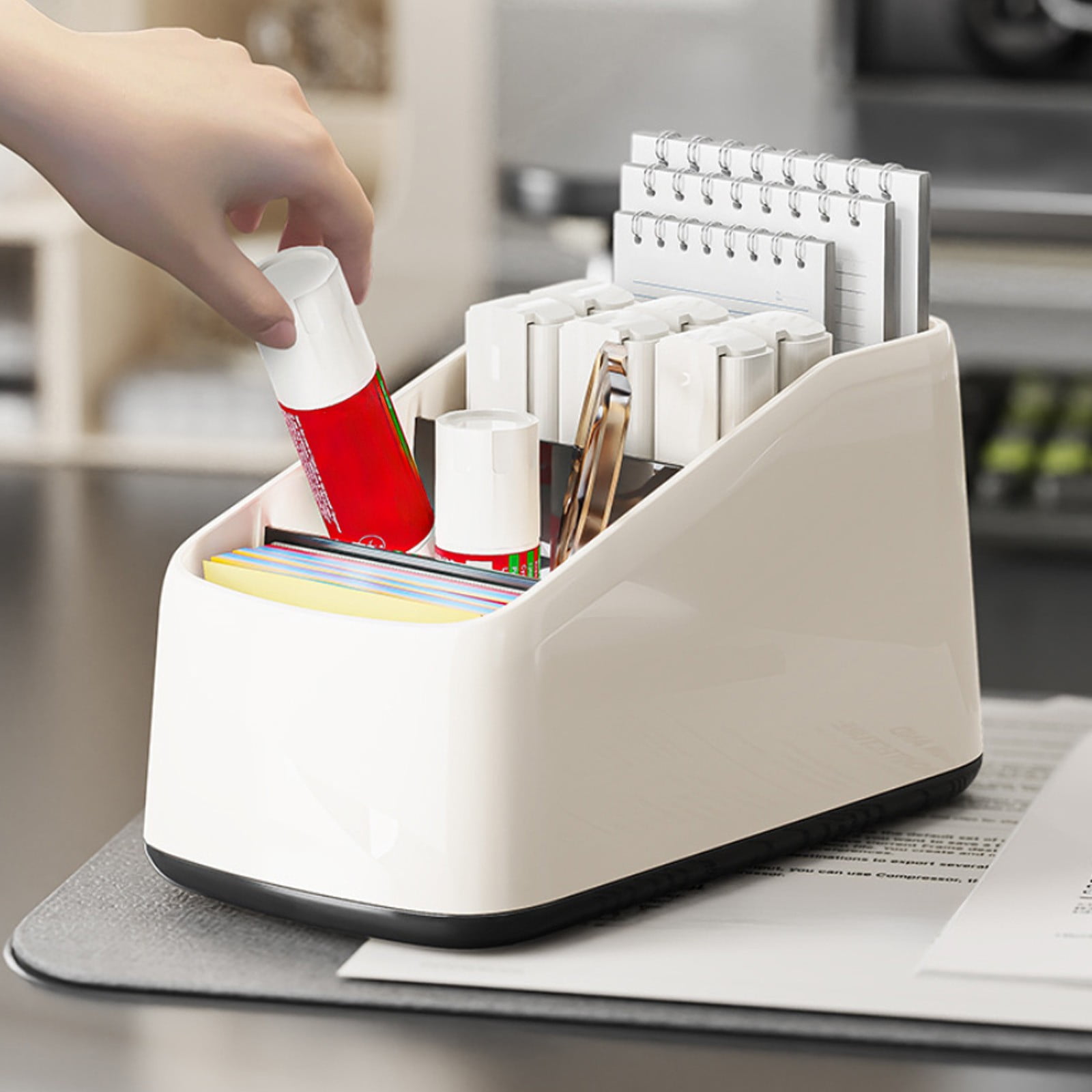 CasaChic Slant Insertion Pen Rack Desk Organizer - 4 Compartments ...