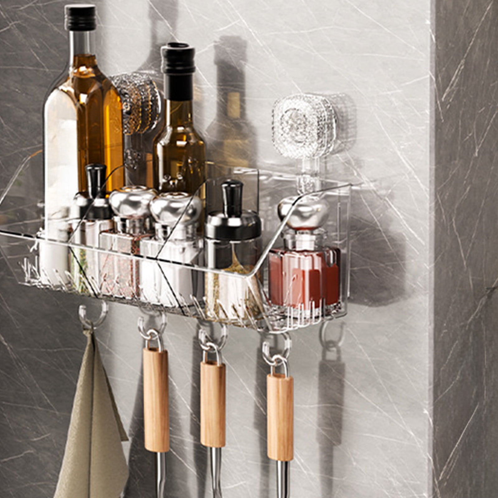 CasaChic Suction Cup Wall Mounted Multi-Purpose Storage Rack, Kitchen ...