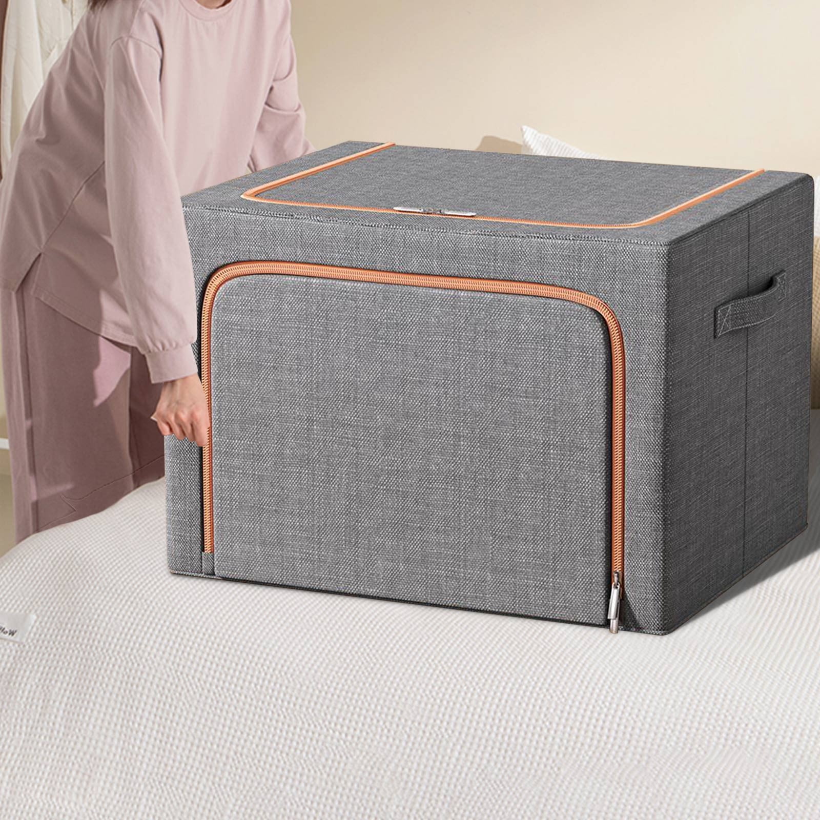 CasaChic Thickened Linen Clothes Storage Box - Fabric, Large Capacity ...