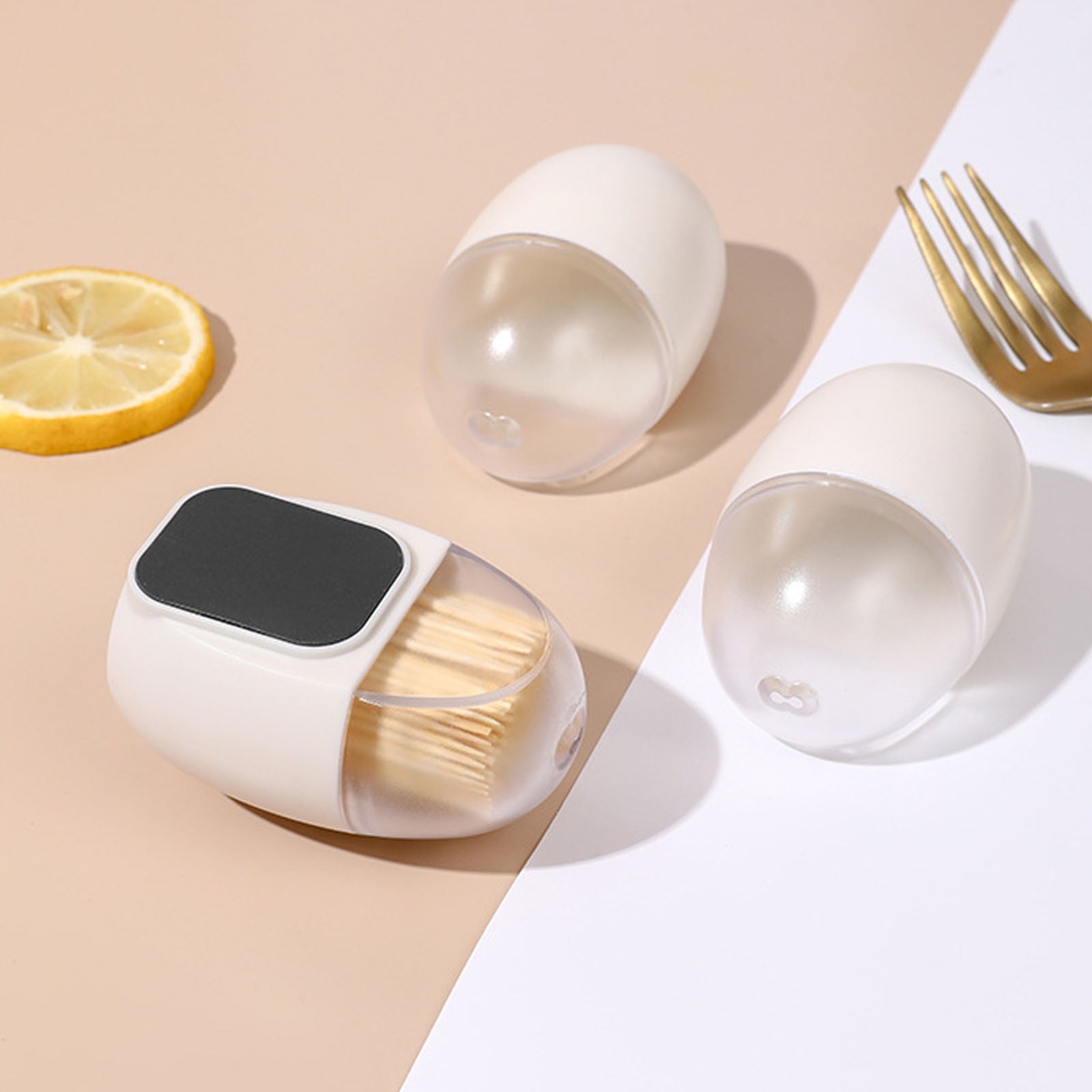 CasaChic Toothpick Case, Automatic Pop-Up Design with Cream Style ...