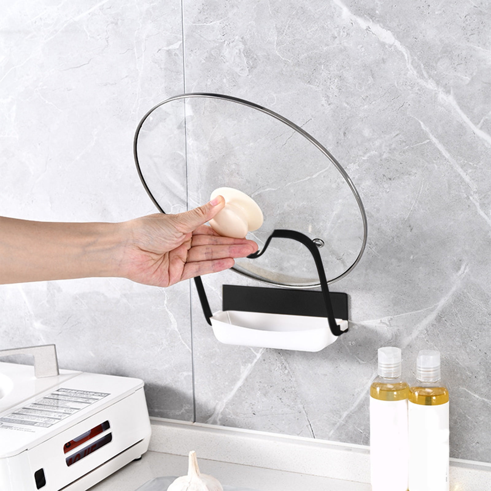 CasaChic Wall Mounted Pot Lid Holder, Multifunctional Metal Storage ...