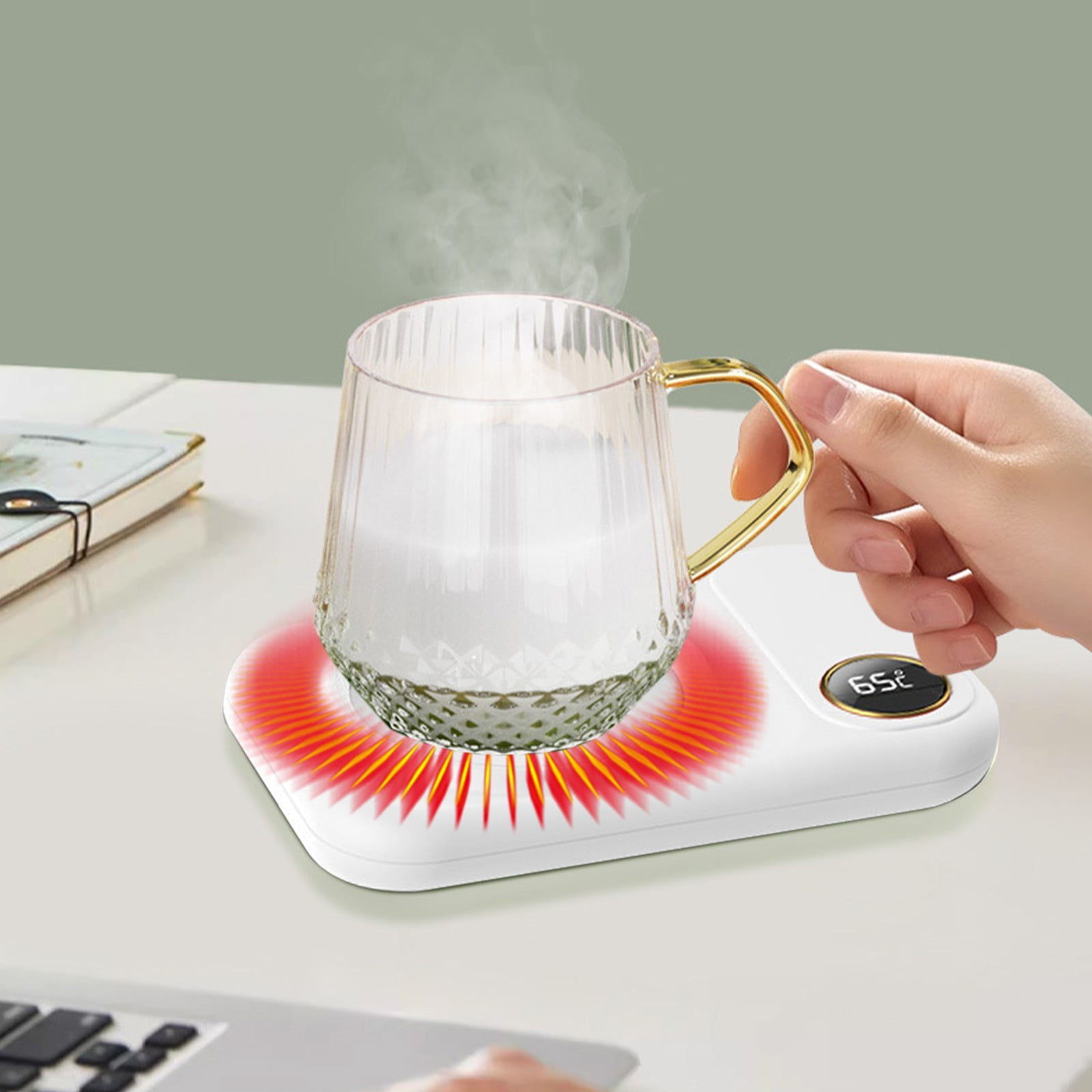 CasaChic Winter Heated Thermostat Saucer, No Picky Cup Shapes 8H Auto ...