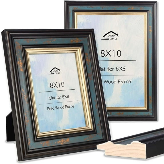 CasaDHG 2 Pack 8x10 Vintage Wooden Picture Frames with Glass, Retro ...
