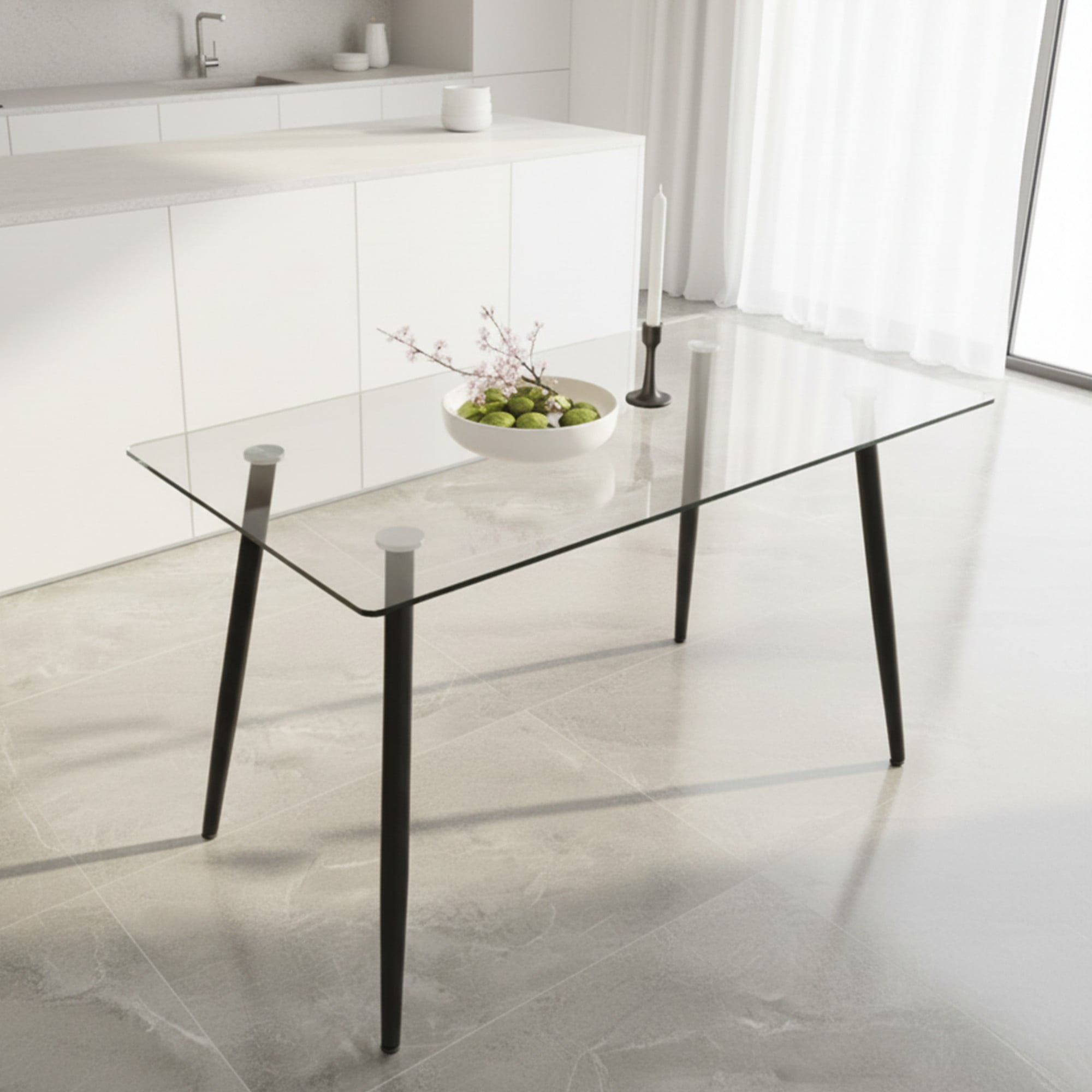 CasaGlajore 51" Modern Glass Dining Table with 8mm Tempered Glass Top ...