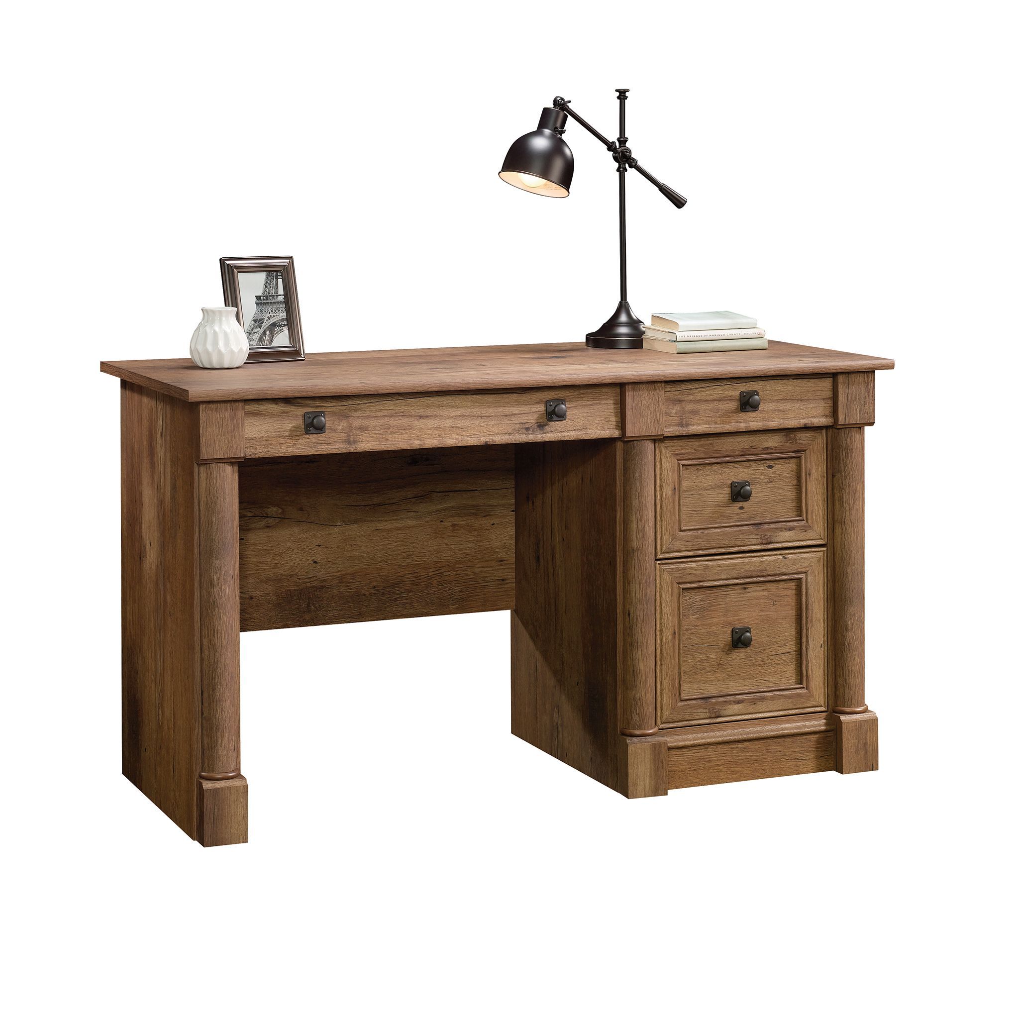CasaSole 53" Wide Computer Desk, Vintage Oak - Walmart.com