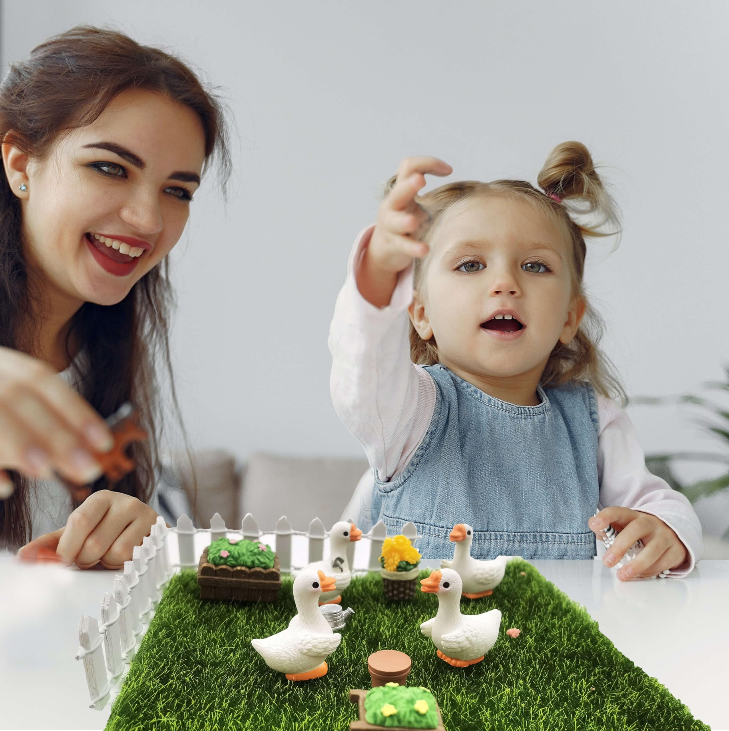 CasaTena Mini Resin Animals 11 Pieces - Miniature Garden Gooses Set ...