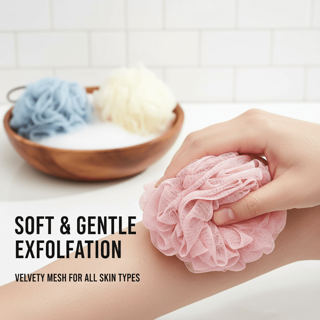 CasaVibe 3 Pack Loofah Bath Sponge Set, 50g PET Mesh Body Loofah for ...