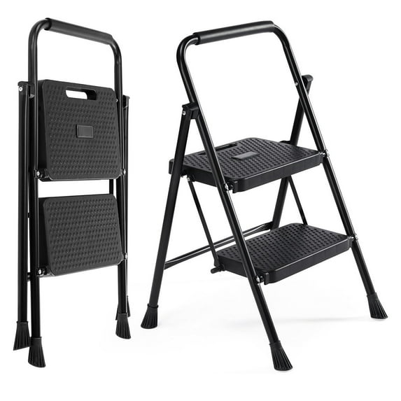 Casabay 2-Step Ladder with Anti-Slip Pedal, Foldable Step Stool with ...