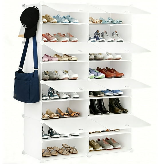 Casabay 8-Tier Shoe Rack Storage Cabinet, Holds 32 Pairs, Dustproof ...