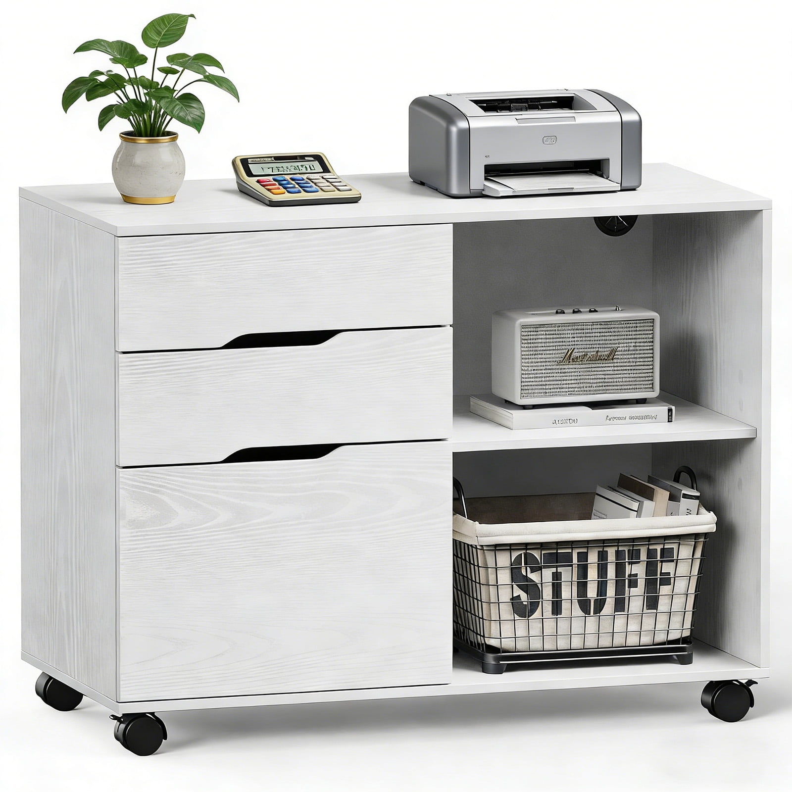 Casabay 3-Drawer File Cart - Stackable - Walmart Business Supplies