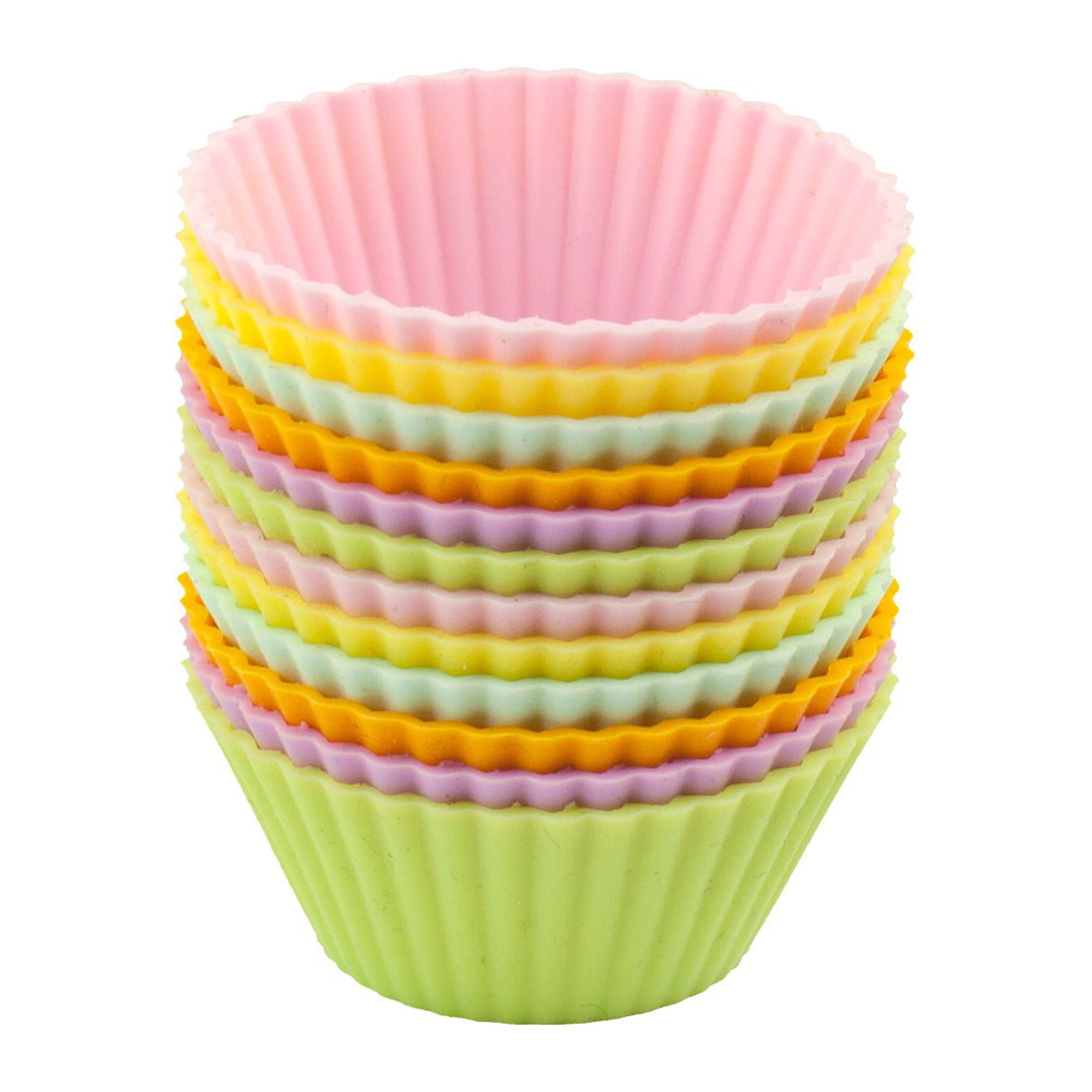 Casabella 2" Mini Sillicone Muffin Cups Box Set 12 Assorted Pastels, 12 ...