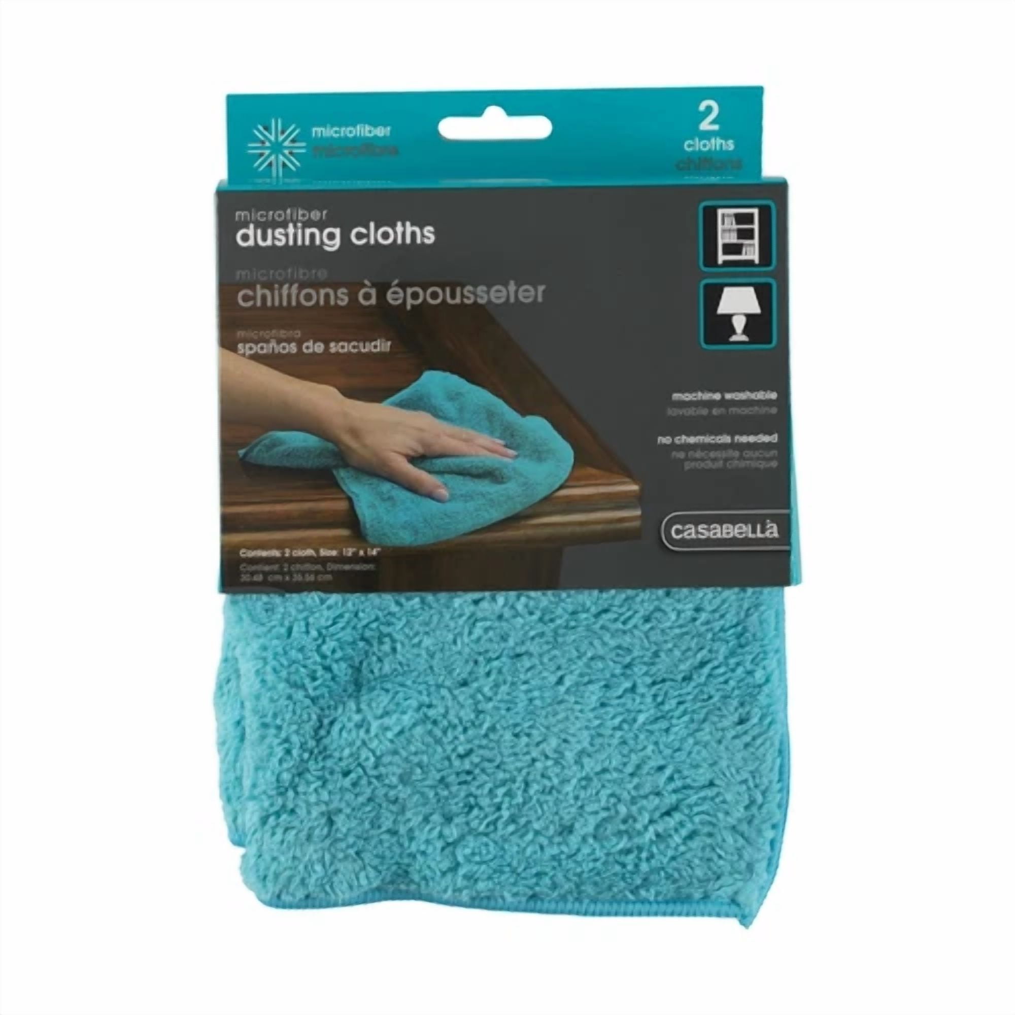 Casabella Microfiber 12" X 14" Cloth, Pack Of 2, Blue Dusting, 2 Count ...