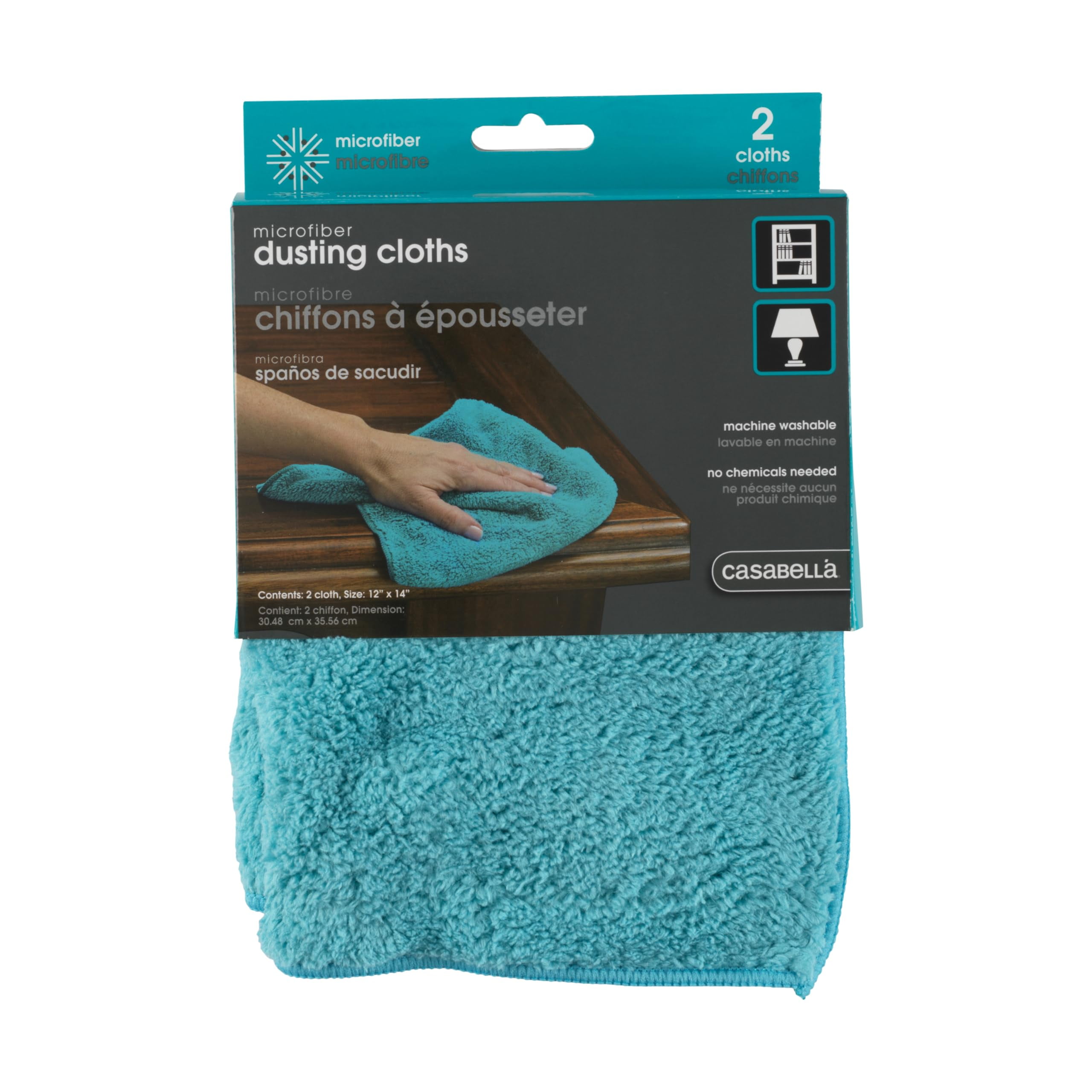 Casabella Microfiber 12" x 14" Cloth, Pack of 2, 1 EA, Blue Dusting, 2 Count C29 - Walmart.com