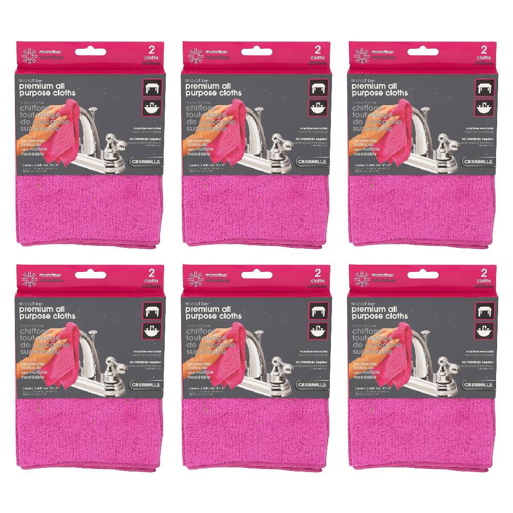 Casabella Microfiber All Purpose Cloths Rags Cleaning Premium Magenta 2 ...
