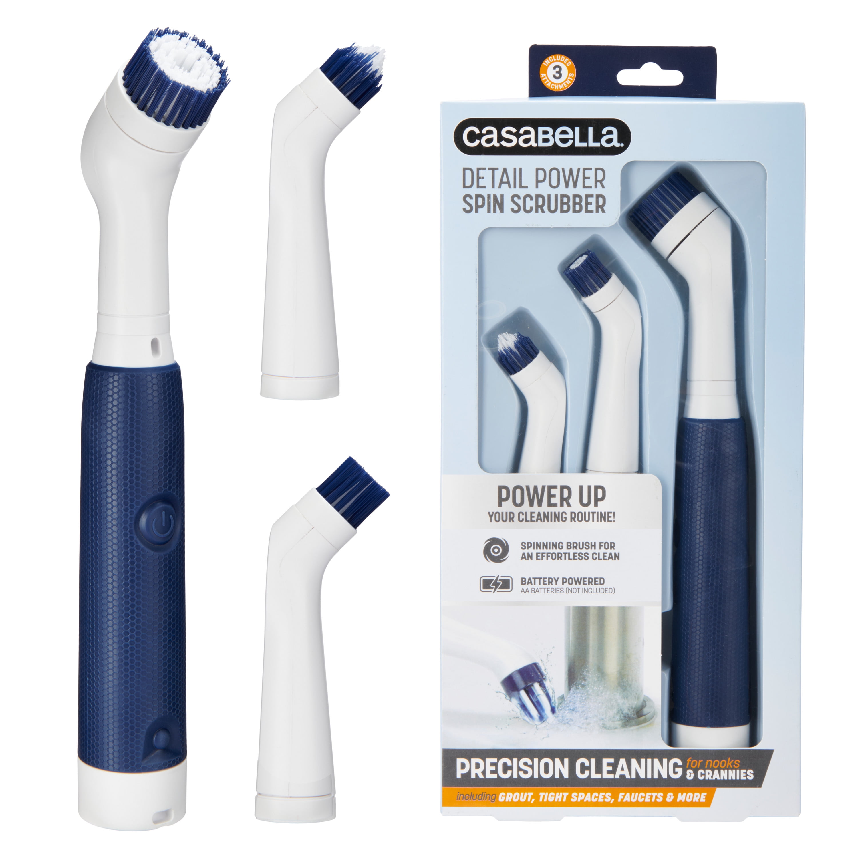 Casabella Power Spin Detail Scrubber with 3 Brush Head Attachments ...