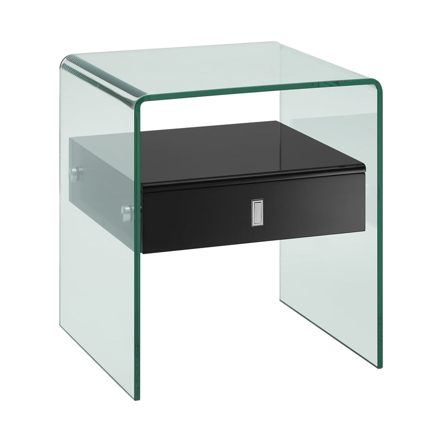 Casabianca Furniture Modern Style Bari Glass Nightstand in Black ...