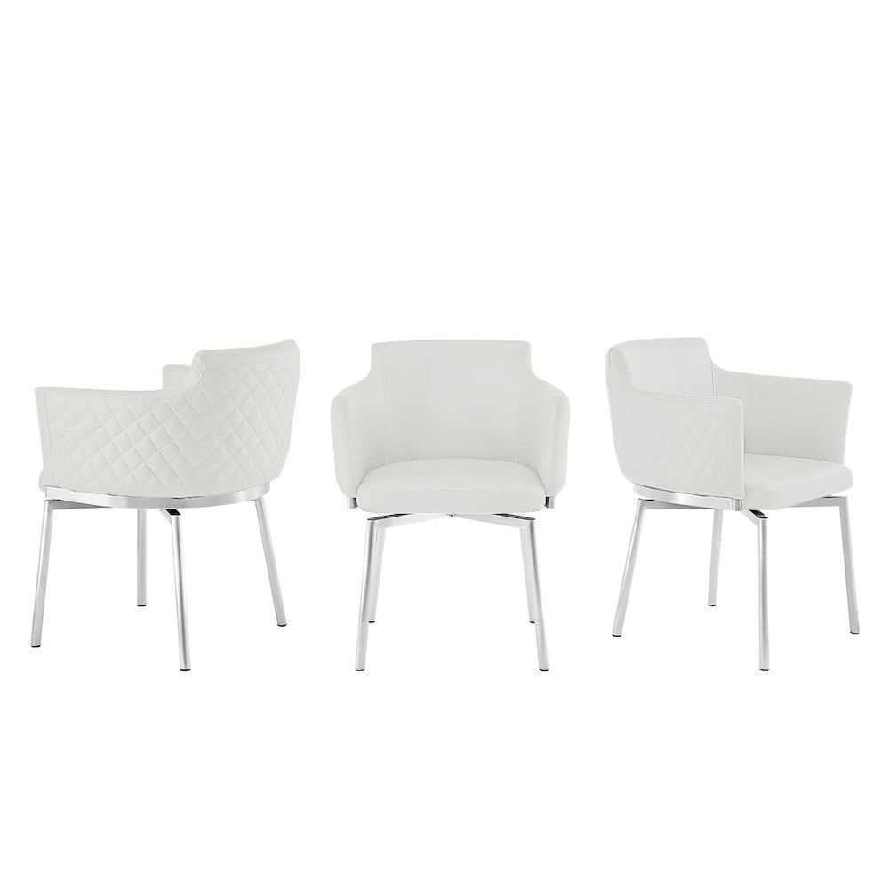 Casabianca Home Suzzie 180 Swivel Arm Dining Chair In White Pu-Leather ...