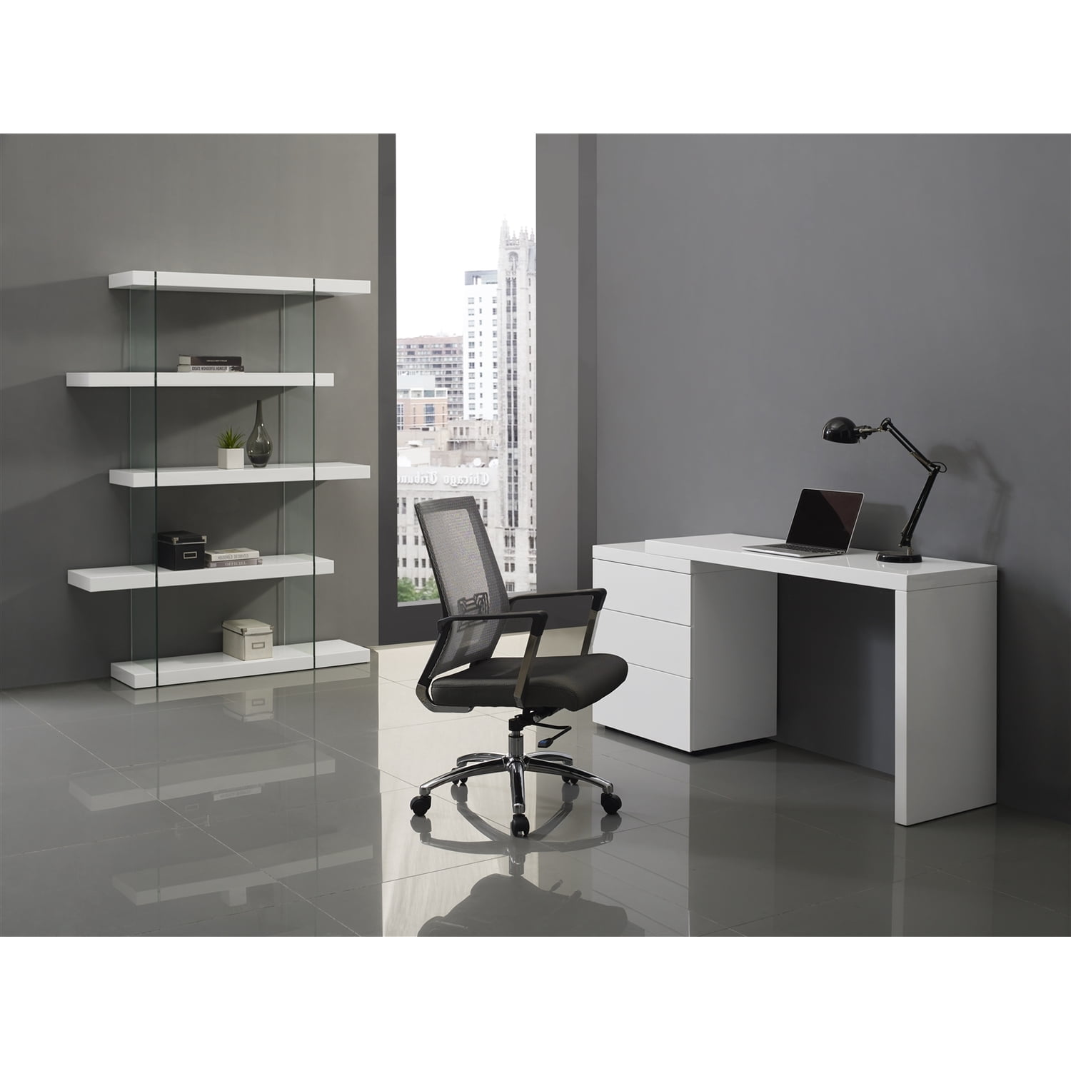 Casabianca Modern Nest Engineered Wood Extendable Office Desk in White ...