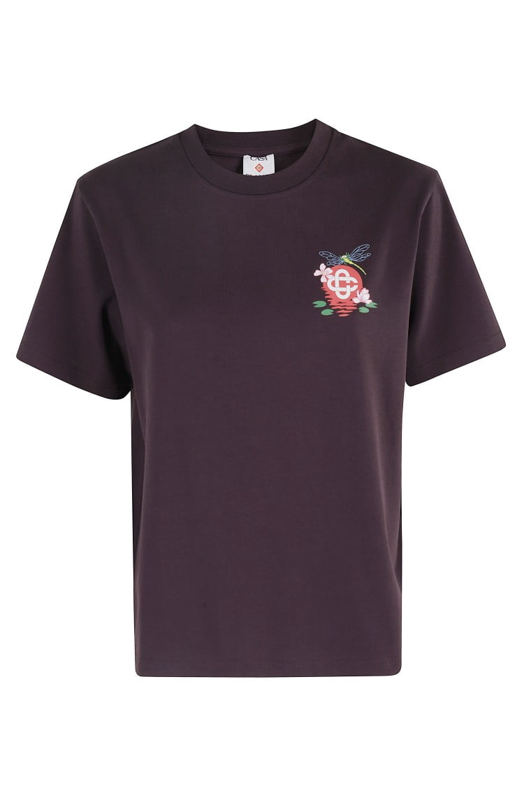 Casablanca Cropped Dragonfly Floral T-Shirt With Logo Detail (Women's ...