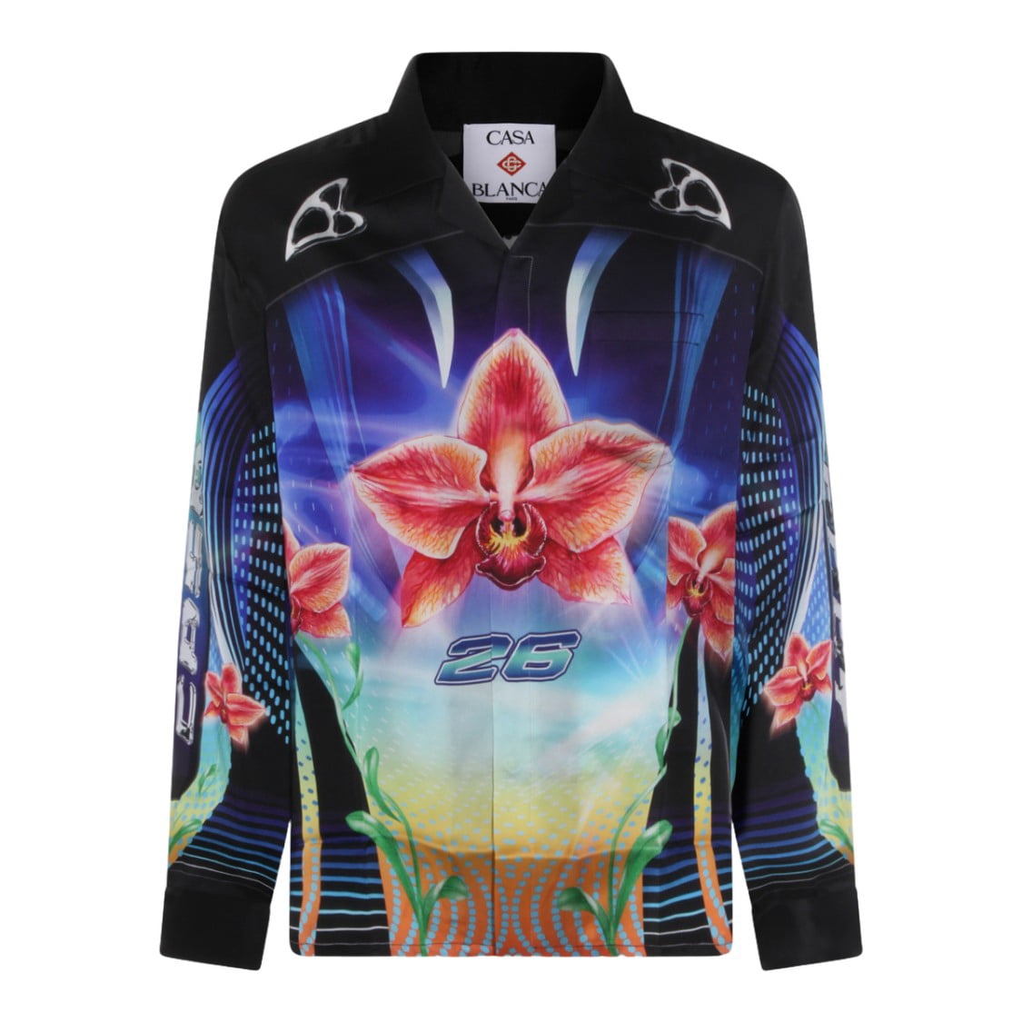 Casablanca Futuristic Red Orchid Motif Casual Shirt (Men's) - Walmart.com