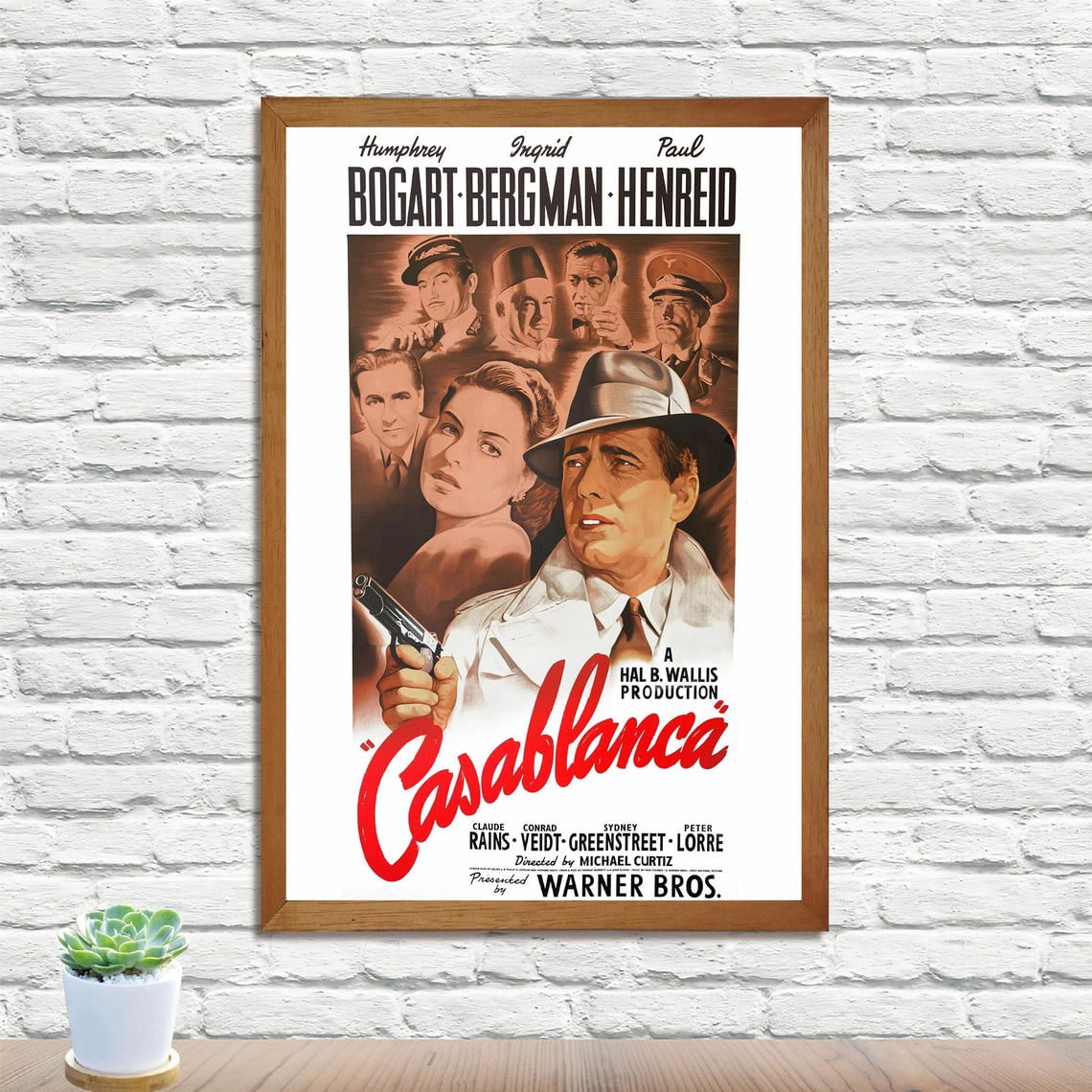 Casablanca Movie Poster, Vintage Retro Wall Art, Unframed Paper Poster ...