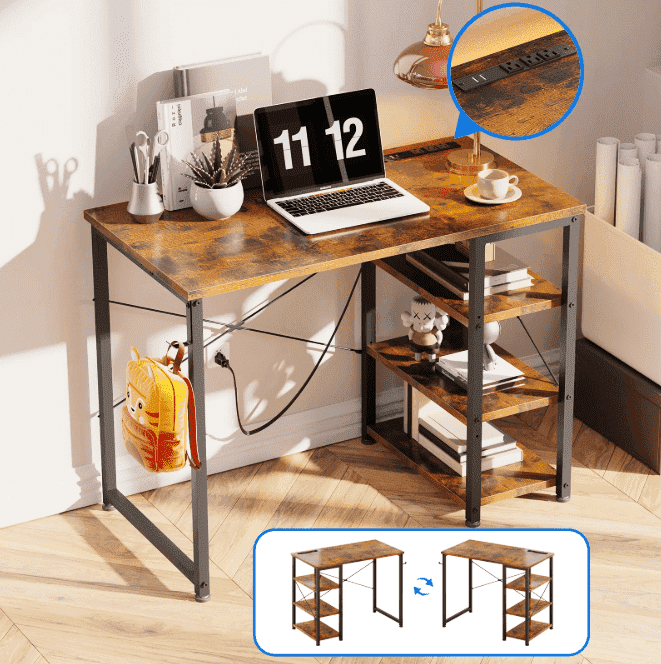 Casacomoda 32 inch Computer Desk with 3 Tier Shelves for Small Space ...