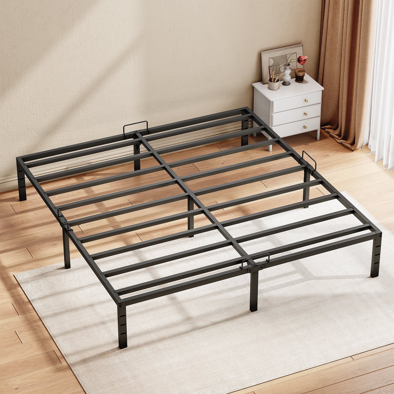 Casacomoda King Metal Platform Bed Frame, 14 Inch High, Heavy Duty with ...