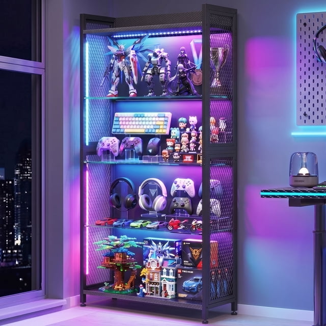 Casacomoda RGB Gaming Glass Display Case for Collectibles, Music Sync ...