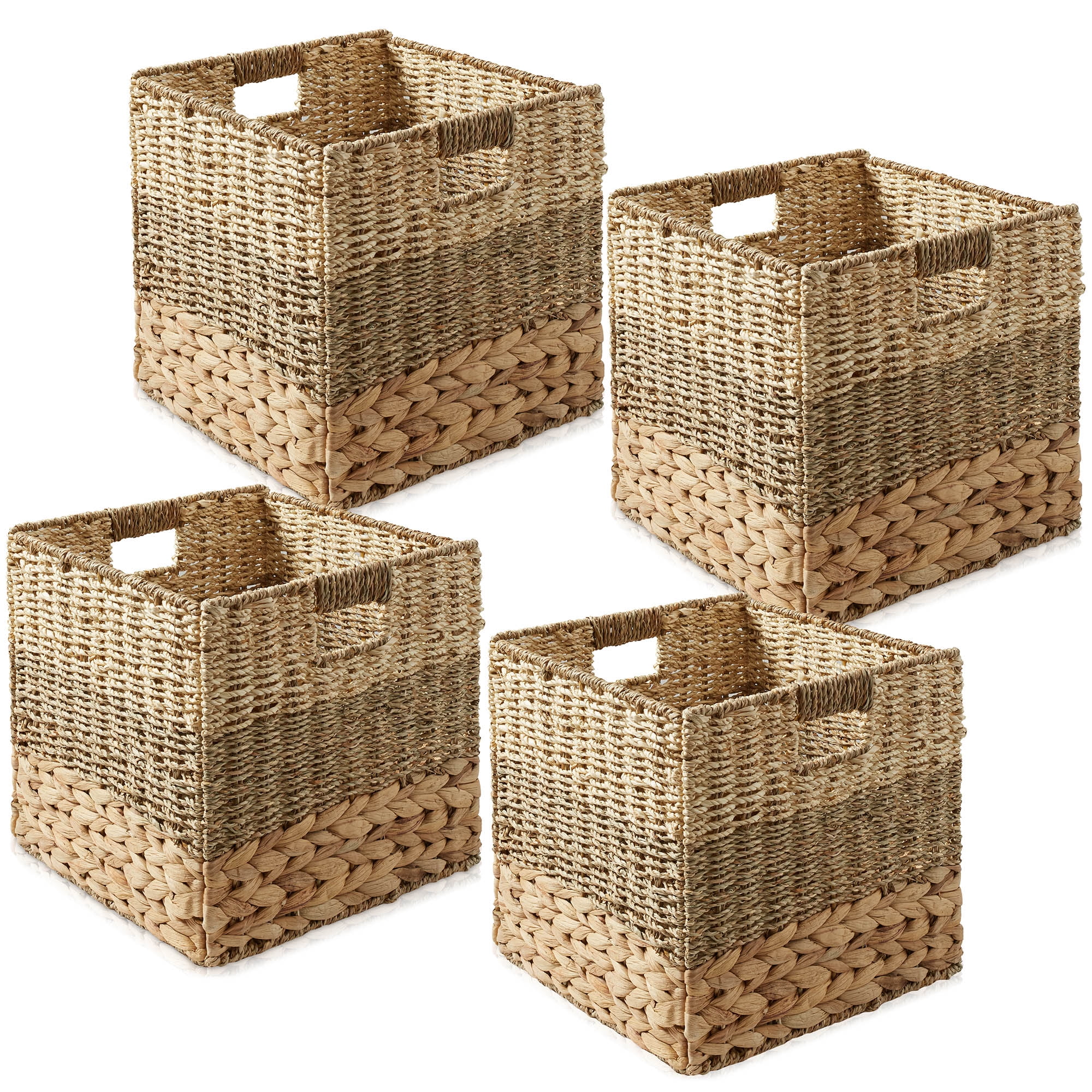 Casafield 10.5" x 10.5" Mixed Weave Storage Baskets, Natural - Set of 4 ...