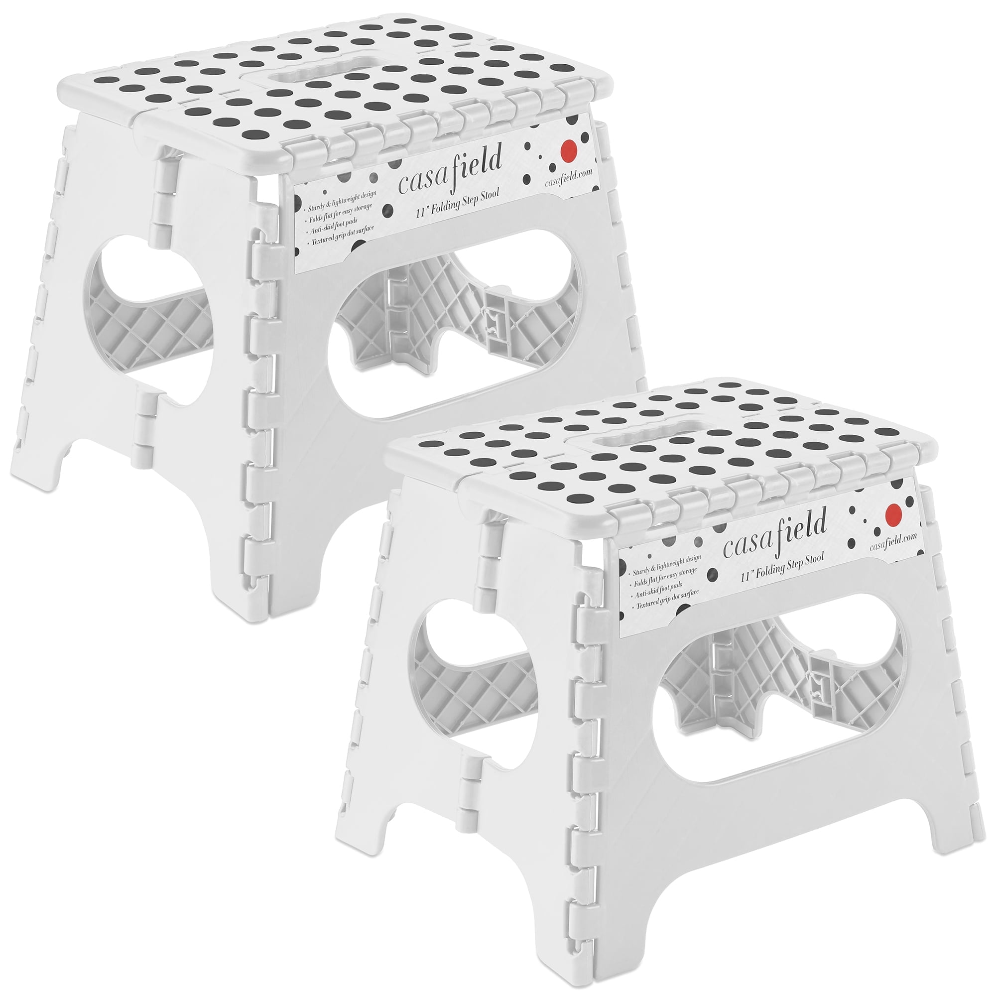Casafield 11" Folding Step Stool with Handle (Set of 2) - White ...