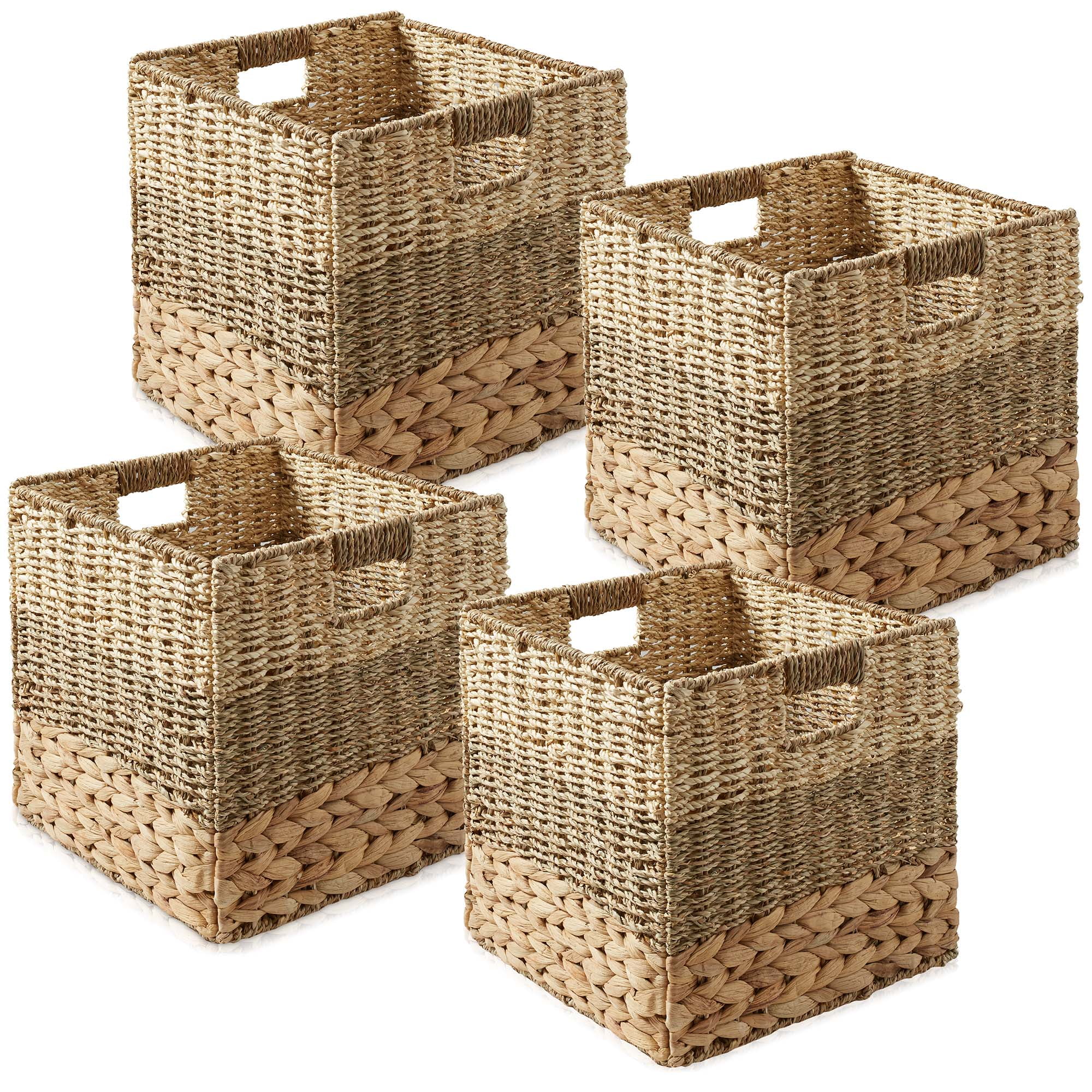 Casafield 12" x 12" Mixed Weave Storage Baskets, Natural - Set of 4 ...