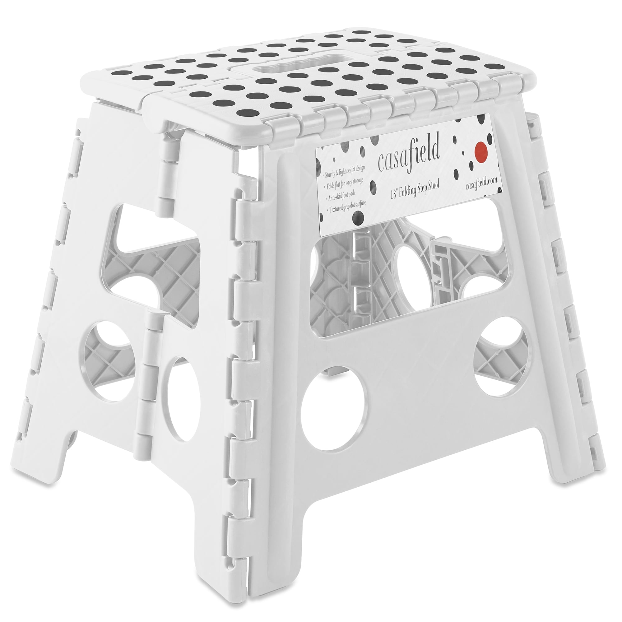 Casafield 13" Foldable Step Stool with Handle for Adults - White ...