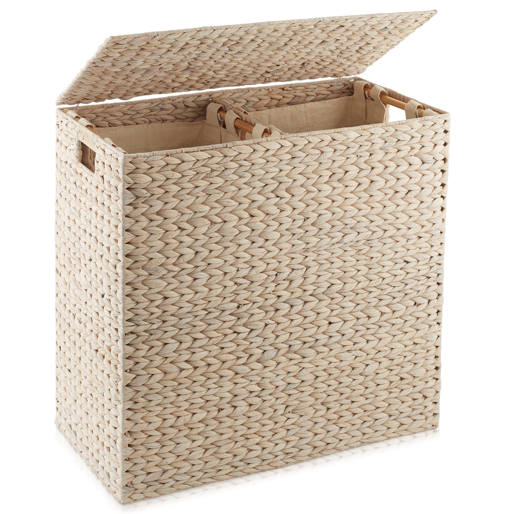 Casafield 2-Section Laundry Hamper with Lid and Removable Liner Bags ...