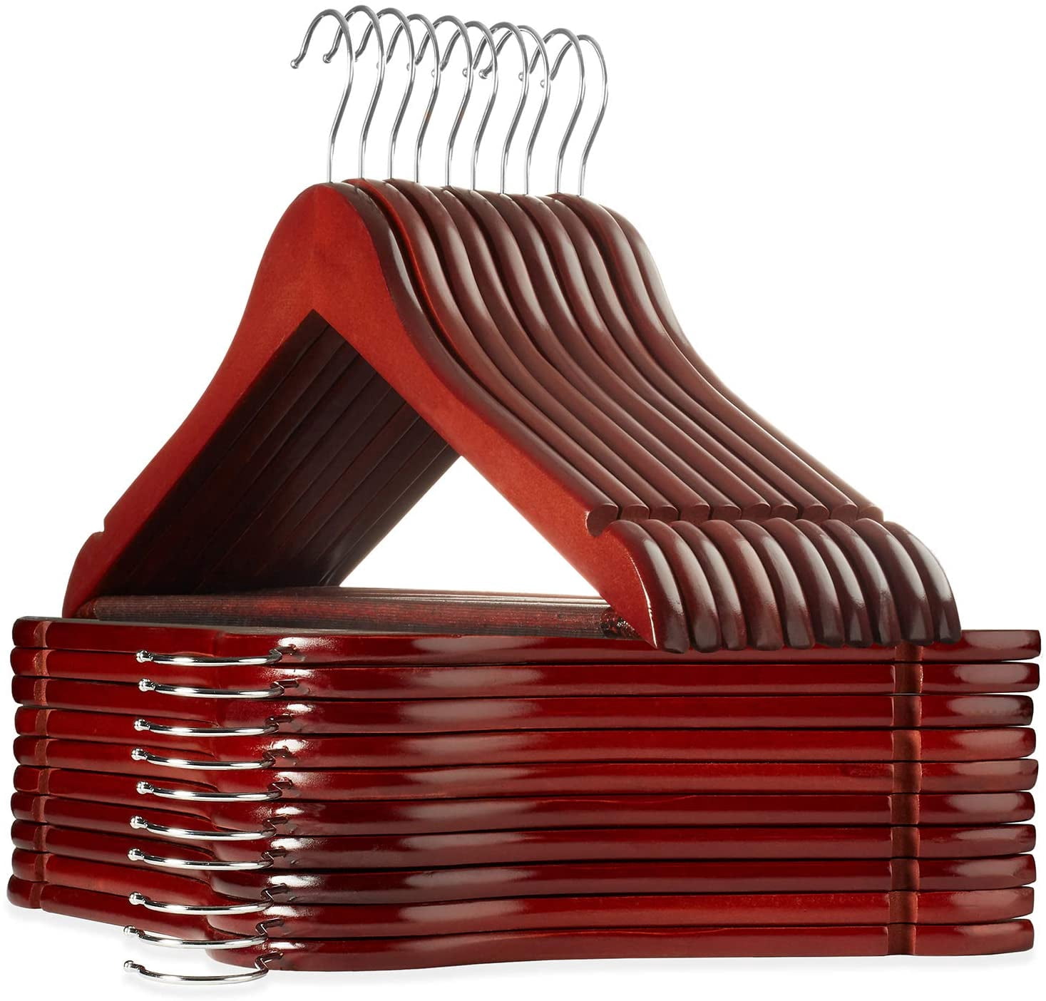Casafield - 20 Cherry Wooden Suit Hangers - Premium Lotus Wood with ...