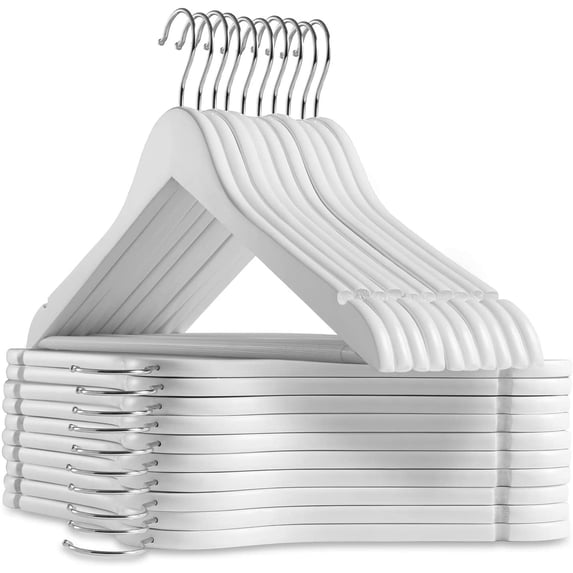 Casafield - 20 White Wooden Suit Hangers - Premium Lotus Wood with ...